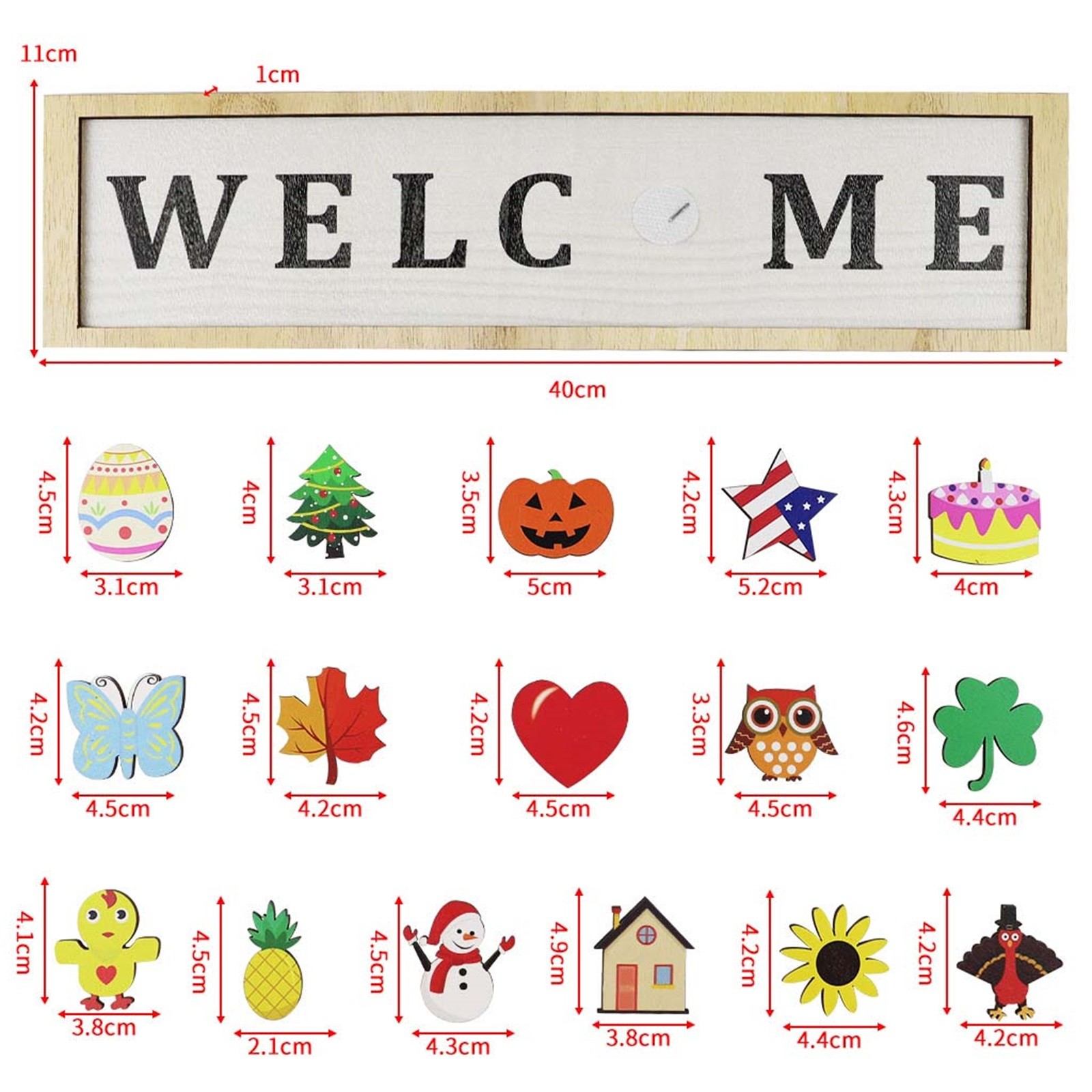 Celebrate Cute Interchangeable Seasonal Welcome Sign Front Door ...