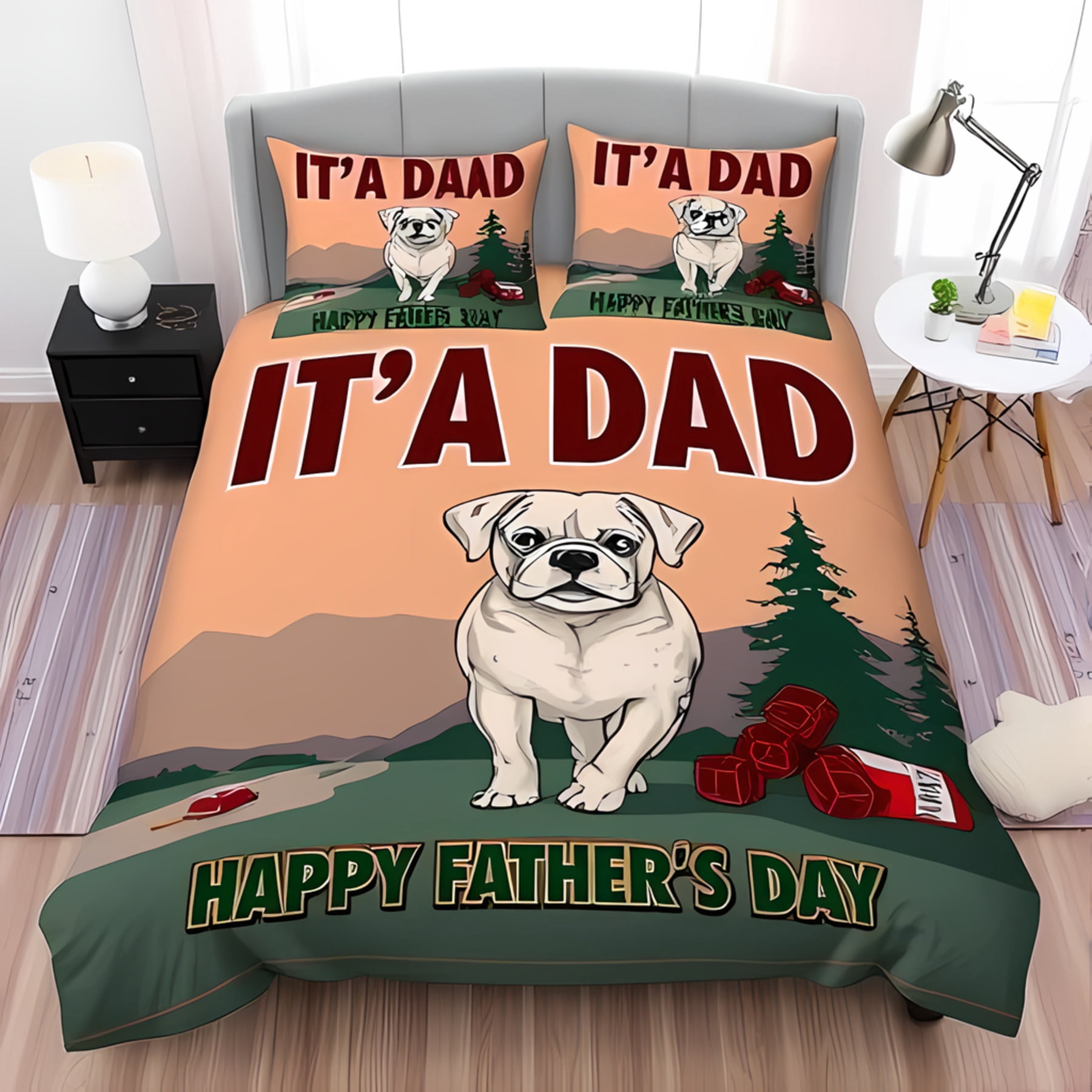 Celebrate Dad with Our 3-Piece Duvet Cover Set Featuring a Charming ...