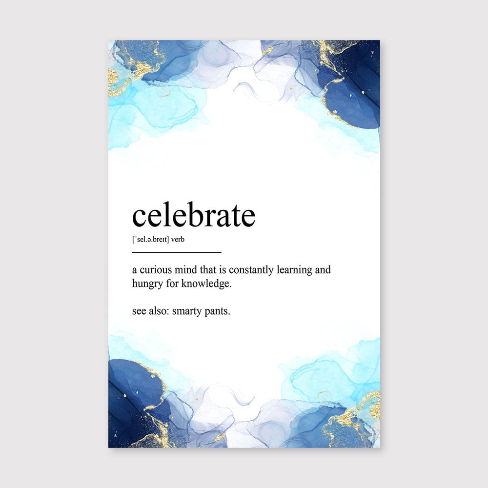 Celebrate Definition Dictionary Style Wall Art – Blue Abstract Modern ...