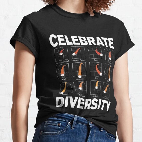 Celebrate Diversity Baseball Pitches Baseball Pitcher Gear Classic T ...