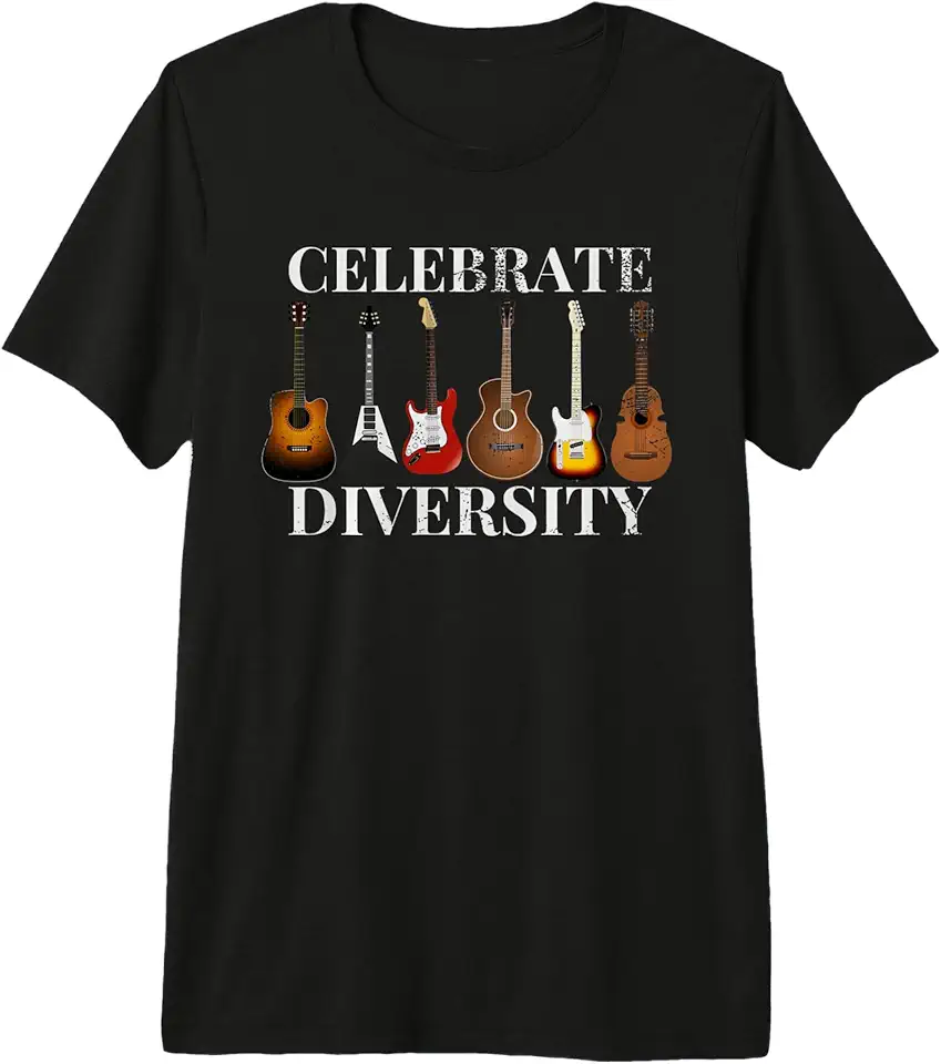 Celebrate Diversity Guitar Music Unisex Short Sleeve Graphic Tee Shirt ...