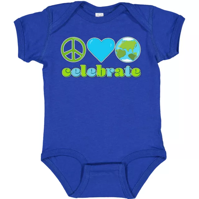 Celebrate Earth Day Peace Love Earth Baby Bodysuit April Globe Sign ...