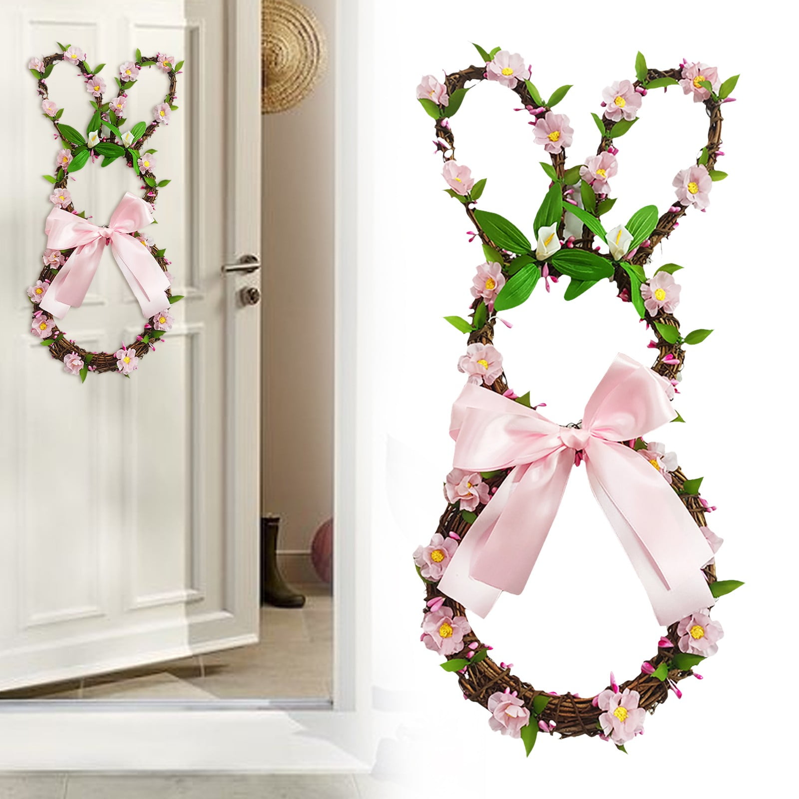 Celebrate Easter! Easter Bunny Spring Wreath For Front Door Lighted ...