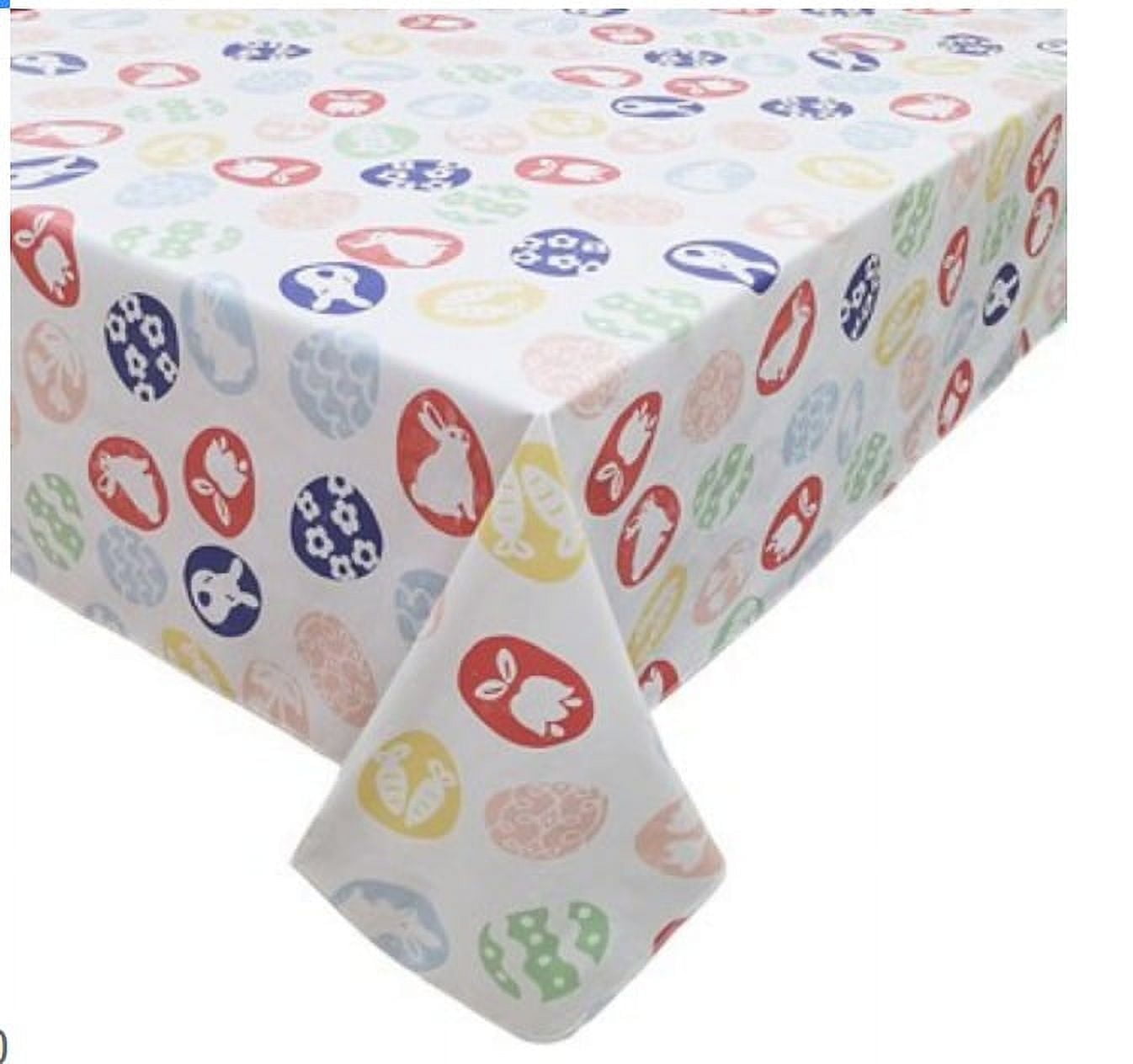 Celebrate Easter Vinyl Tablecloth, Multicolor Decorated Eggs Design, 60 ...