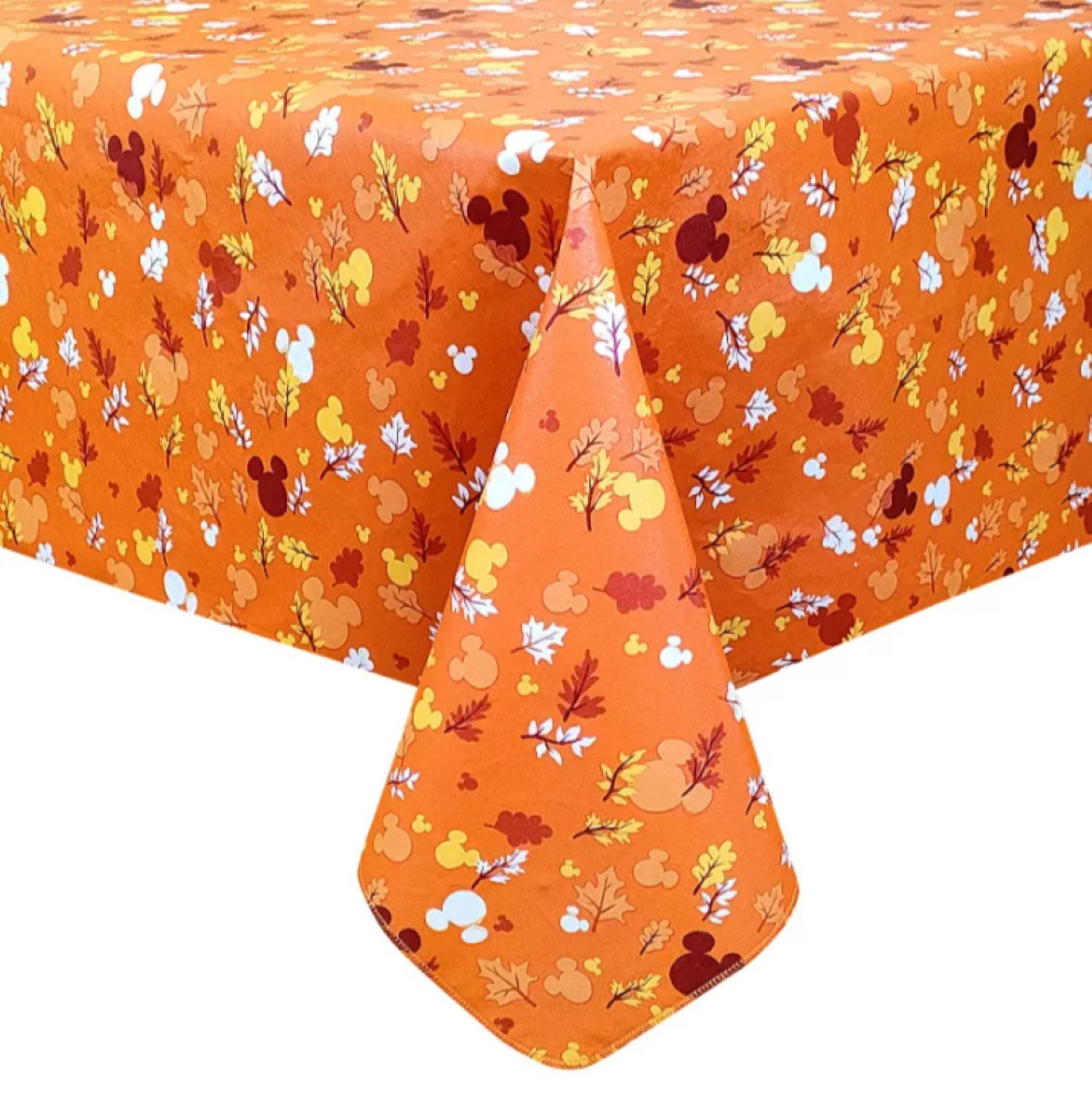 Celebrate Fall PEVA Vinyl Tablecloth, Flannel Back, Orange 60 x 84 ...