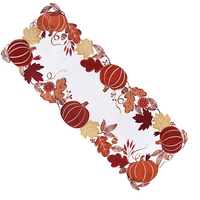 Celebrate Fall Table Runner Cutout Pumpkins Leaf Acorn 13 x 36 in Multi ...