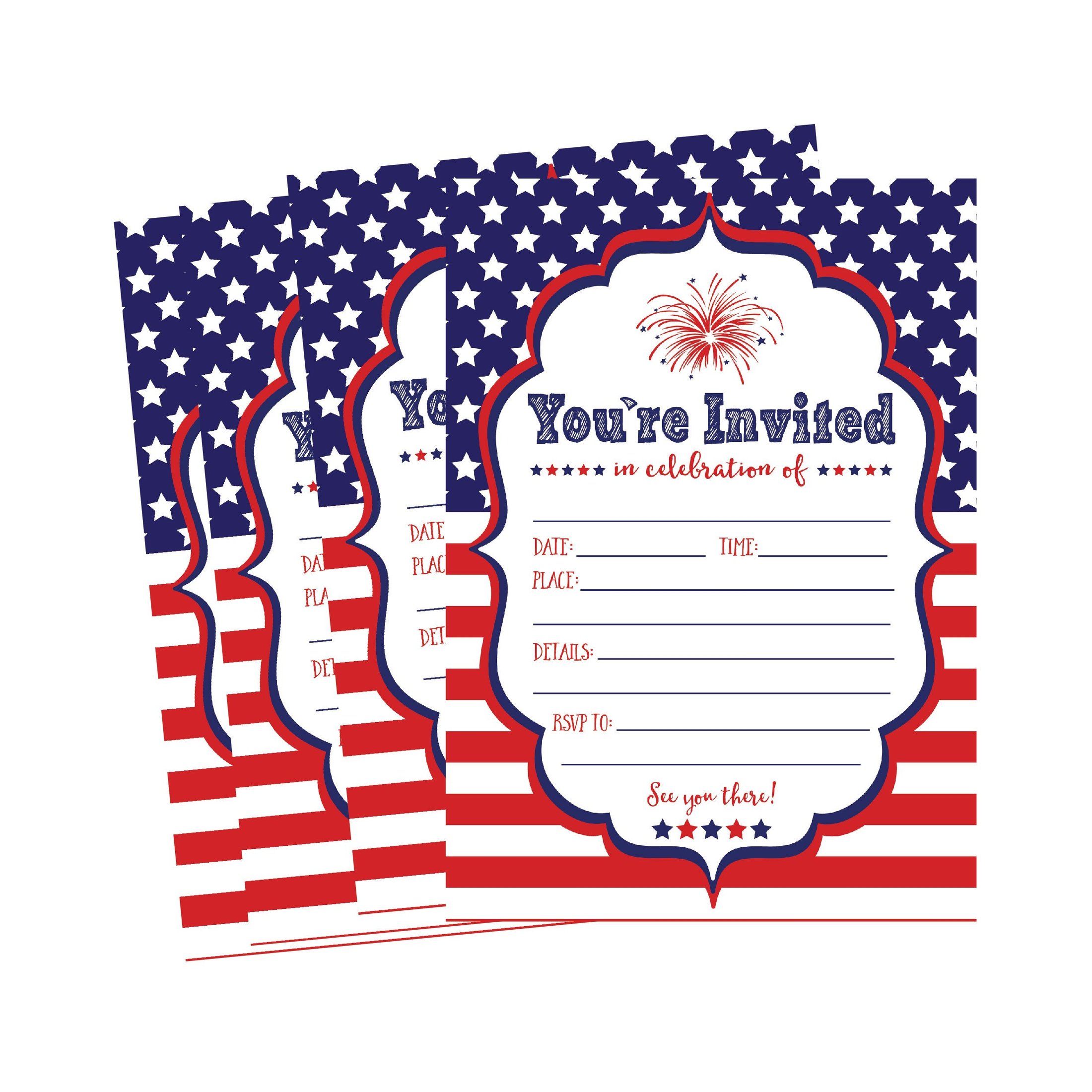 Celebrate Freedom BBQ Invitations: 50 Patriotic Cards for Kids and ...