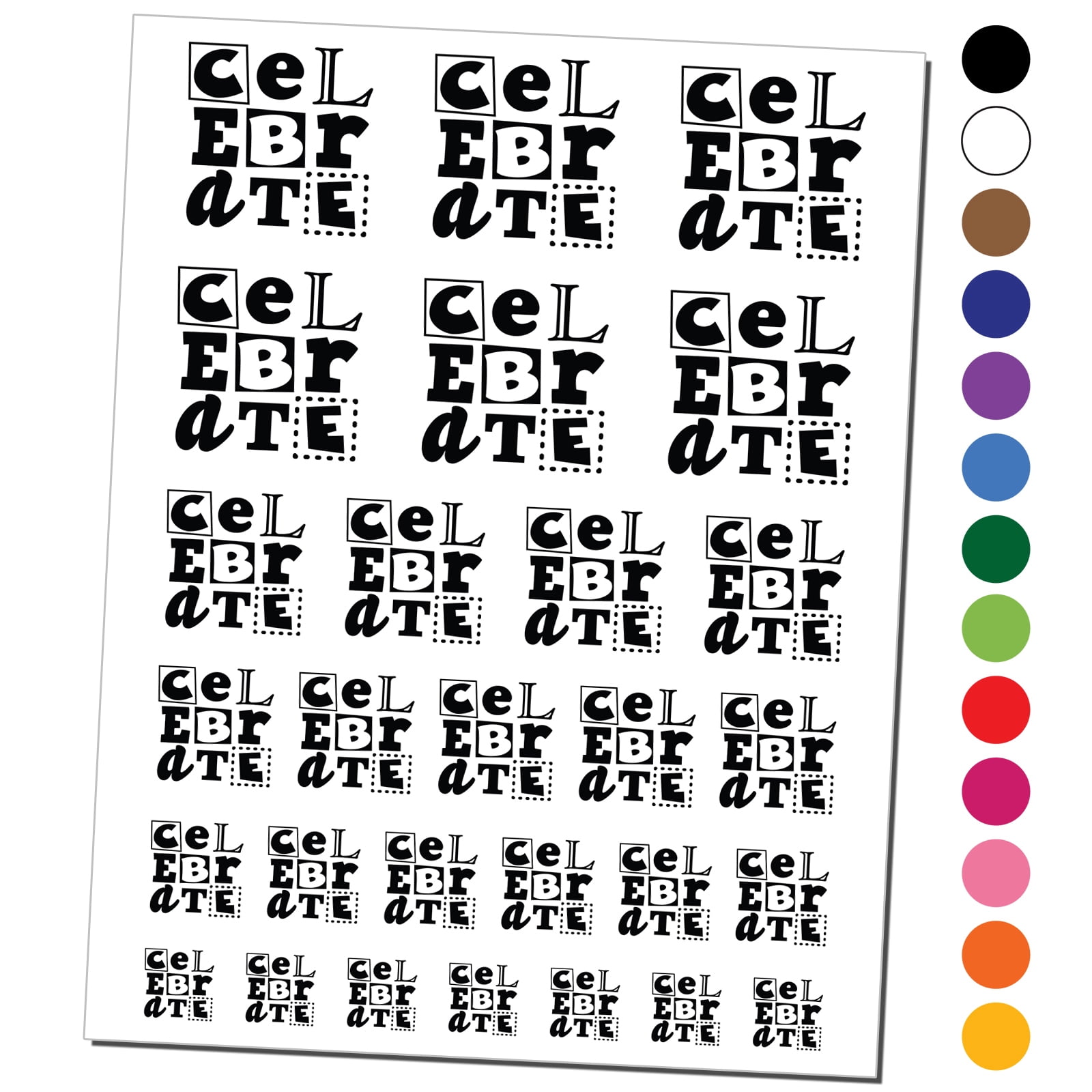 Celebrate Fun Text Water Resistant Temporary Tattoo Set Fake Body Art ...