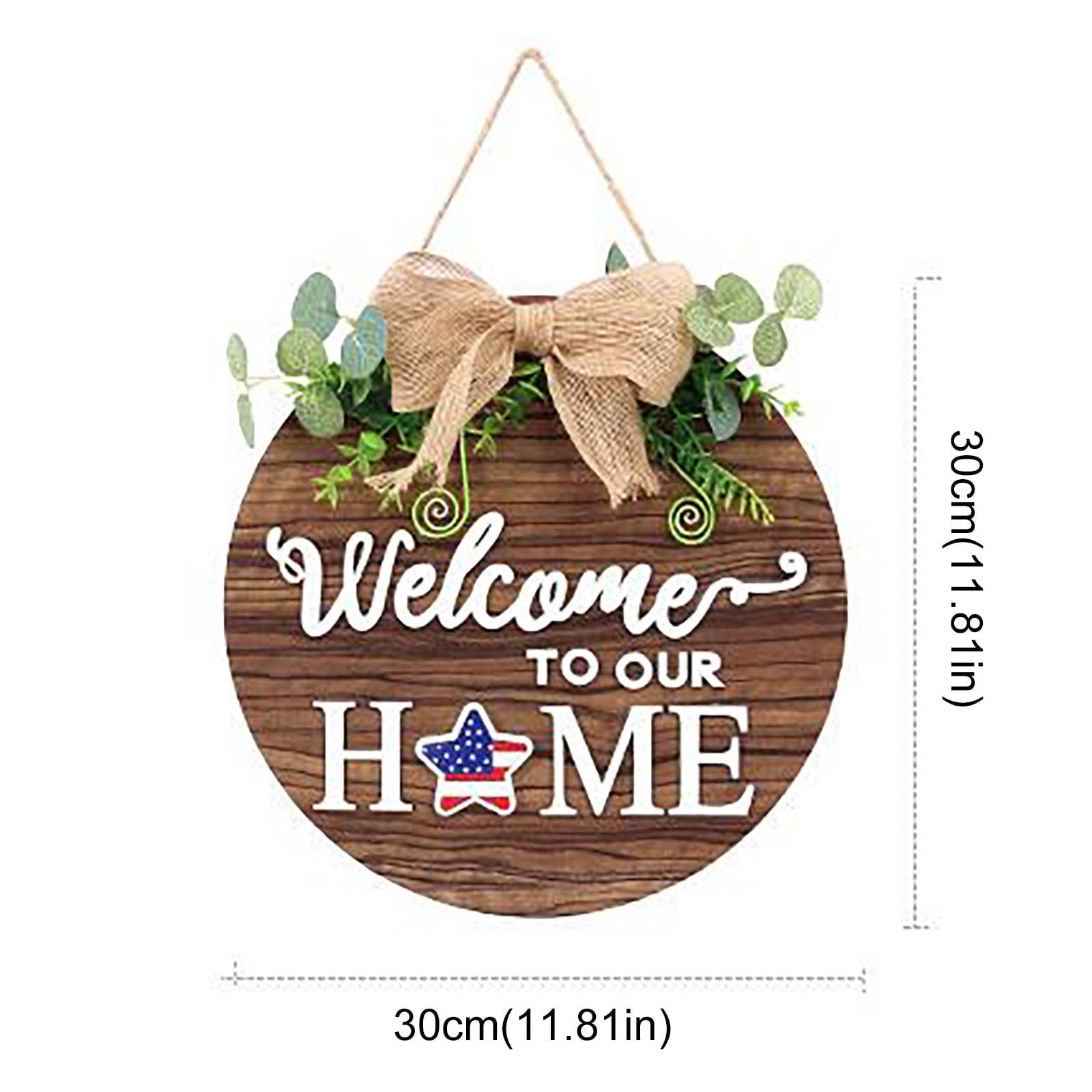 Celebrate Garden Welcome Sign Wooden Round Door Hanging Holiday ...