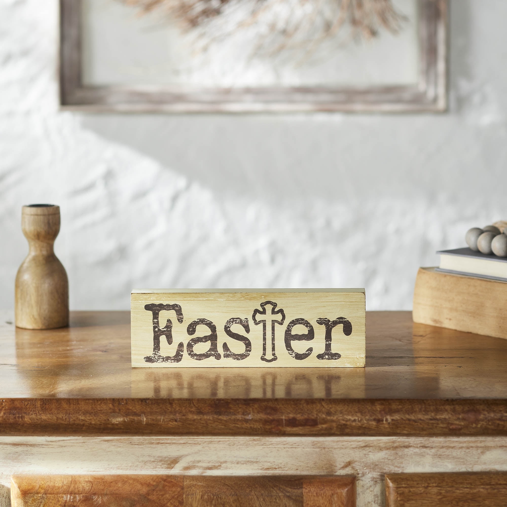 VHC Brands Celebrate Grace Easter w/Cross Antique White MDF Wall Sign ...