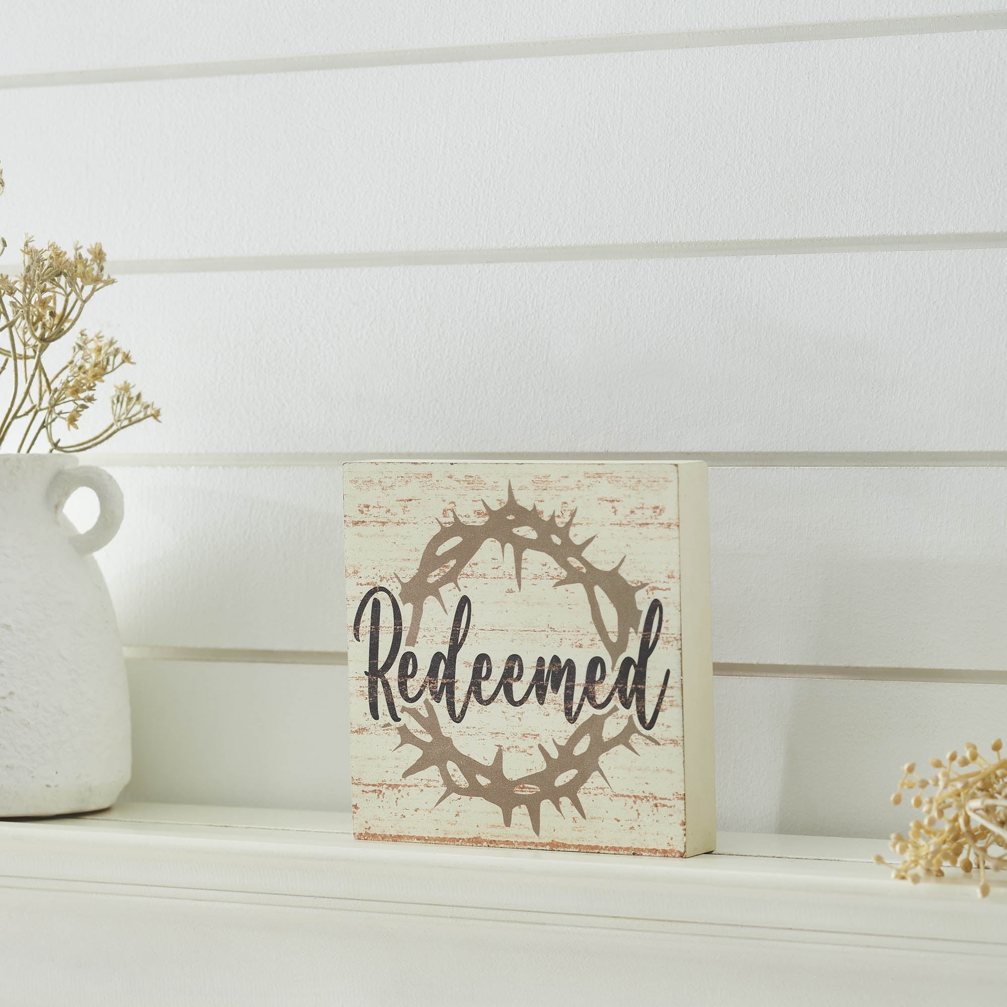 VHC Brands Celebrate Grace Redeemed w/Crown of Thorn MDF Block Sign 6x6 ...