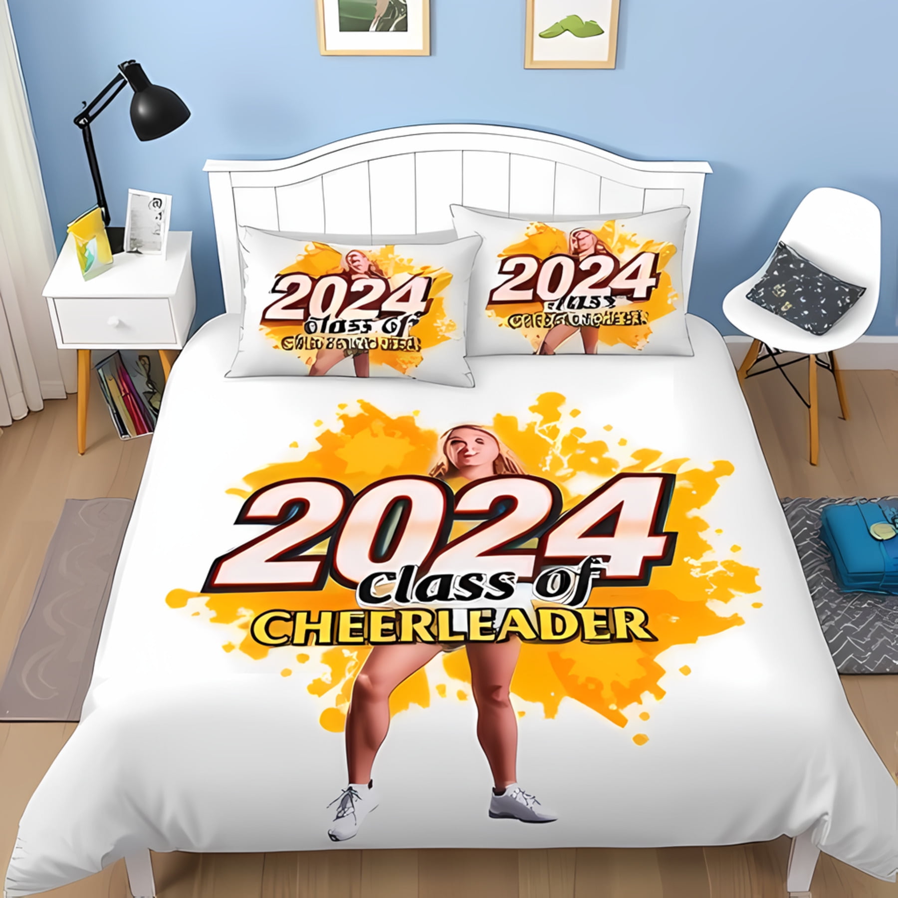 Celebrate Graduation with 2024 Class of Cheerleader 3-Piece Duvet Cover ...