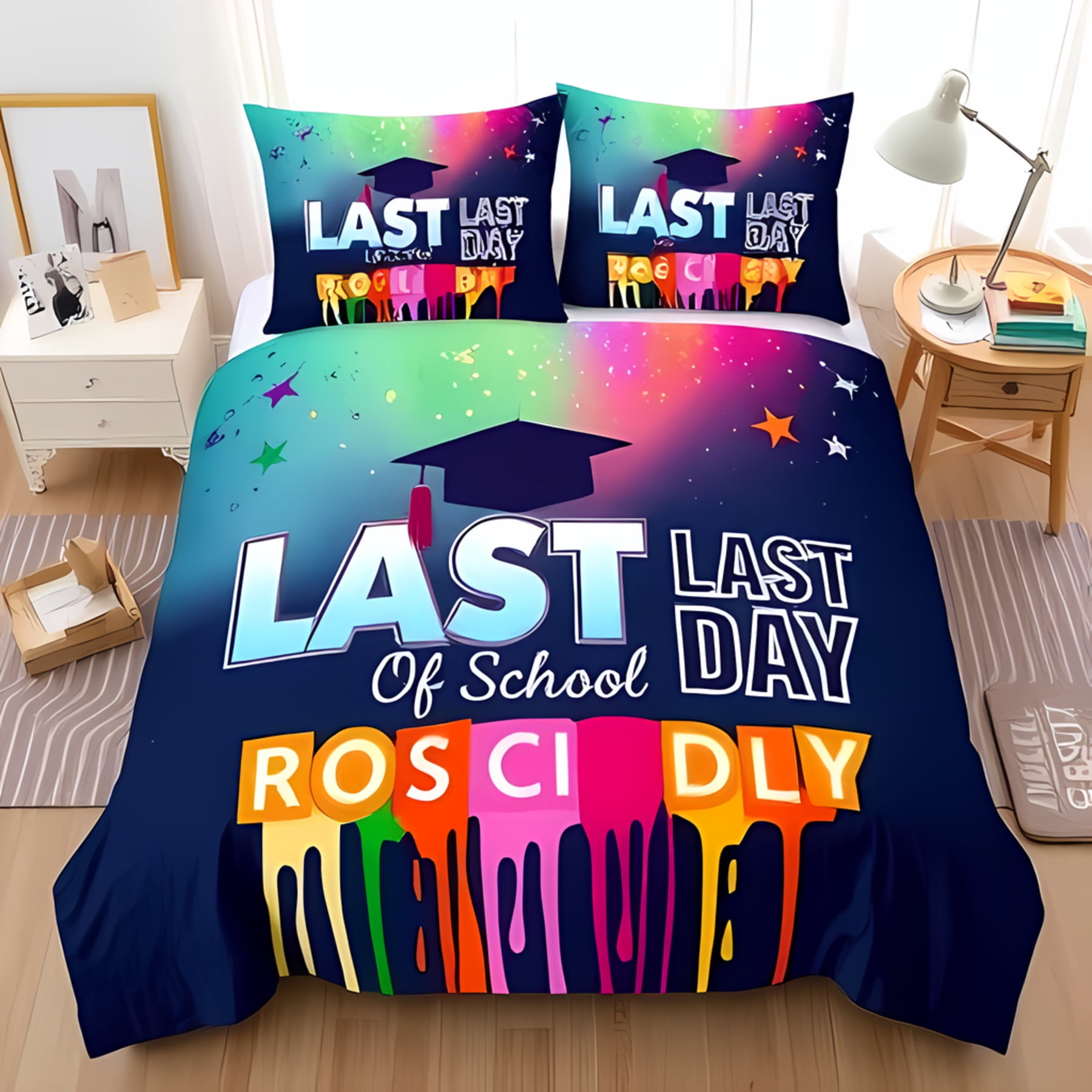 Celebrate Graduation with Our 3-Piece Duvet Cover Set - "Last Day of ...