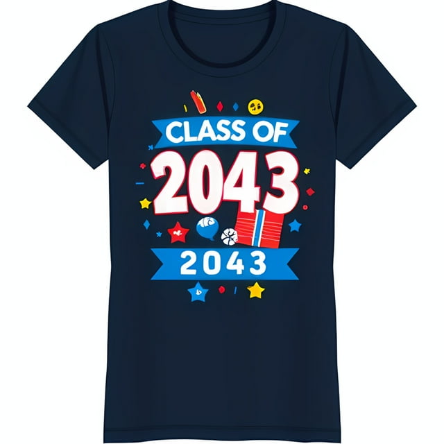 Celebrate Graduation with Our Class of 2043 Blue T-Shirt Fun Design ...