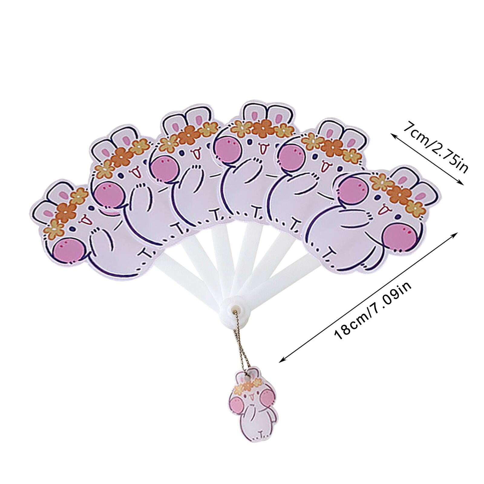 Celebrate Hand Held Six Fold Fan Cute Portable Pp Folding Fan Cartoon ...