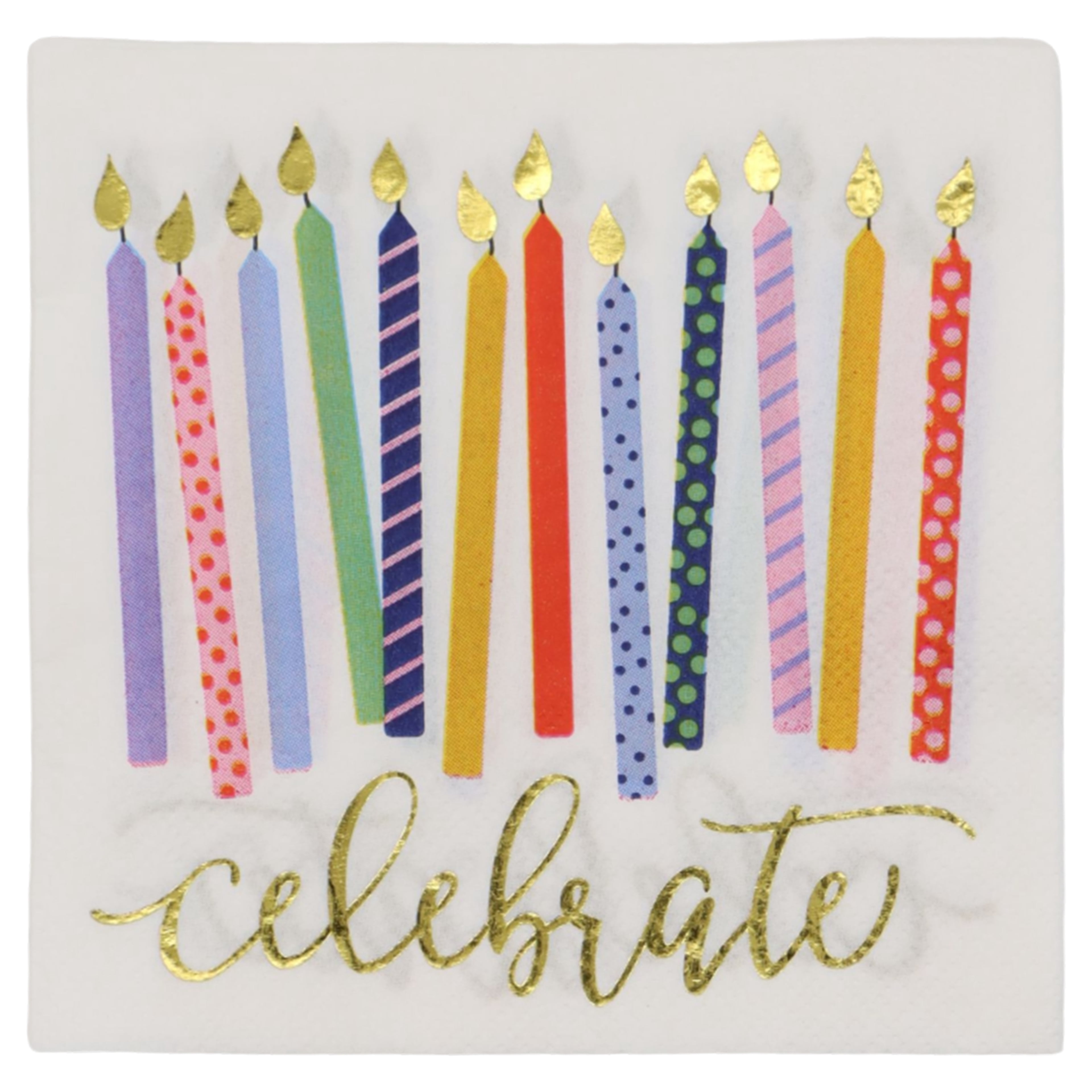 Celebrate It Beverage Napkins - Celebrate Script with Birthday Candle ...