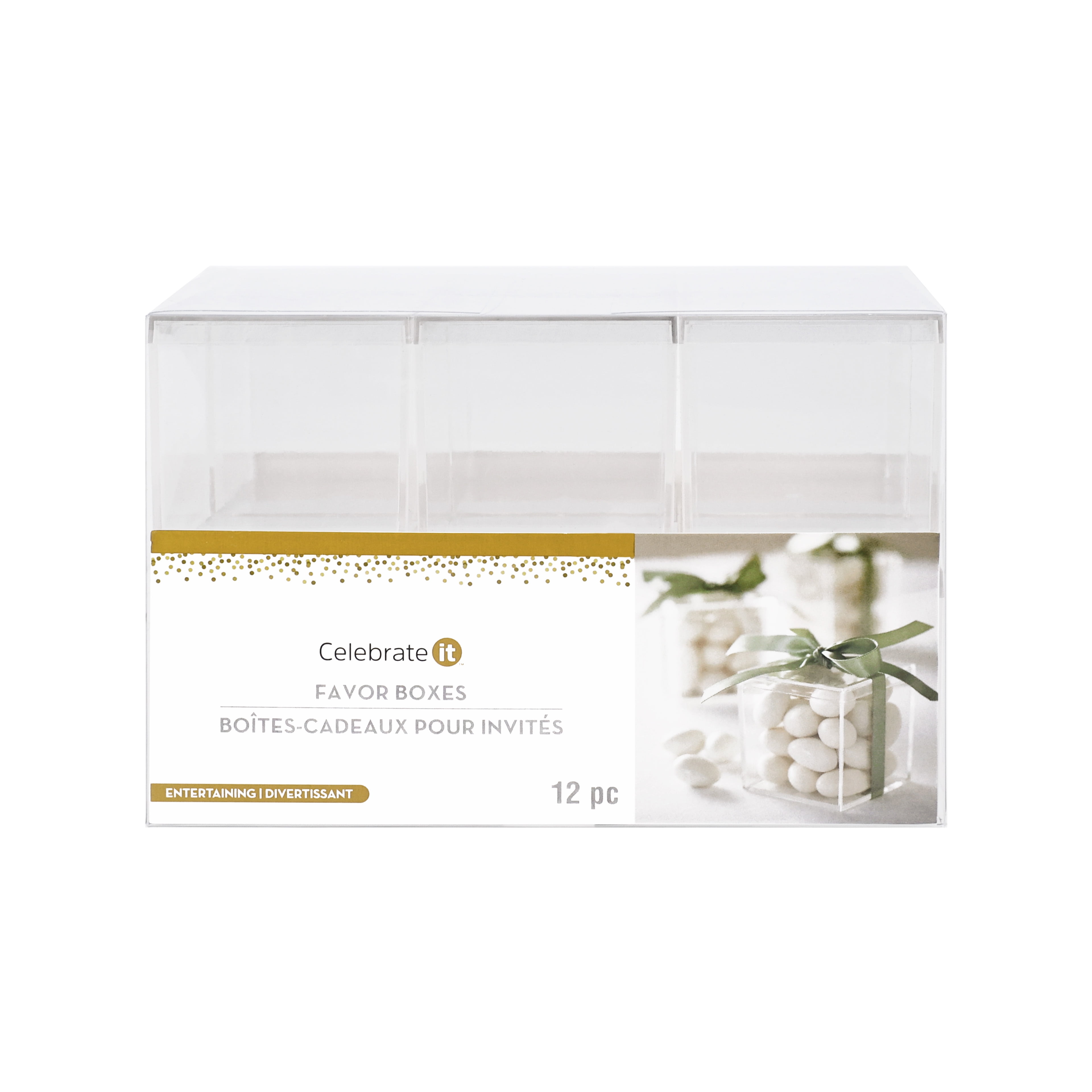 Celebrate It Plastic Favor Boxes - Clear Cube Food Safe Treat ...