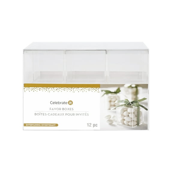 Celebrate It Plastic Favor Boxes - Clear Cube Food Safe Treat ...