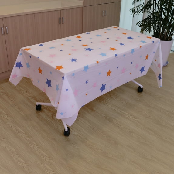 Celebrate It Plastic Table Cover - Multicolor Stars Print Disposable ...