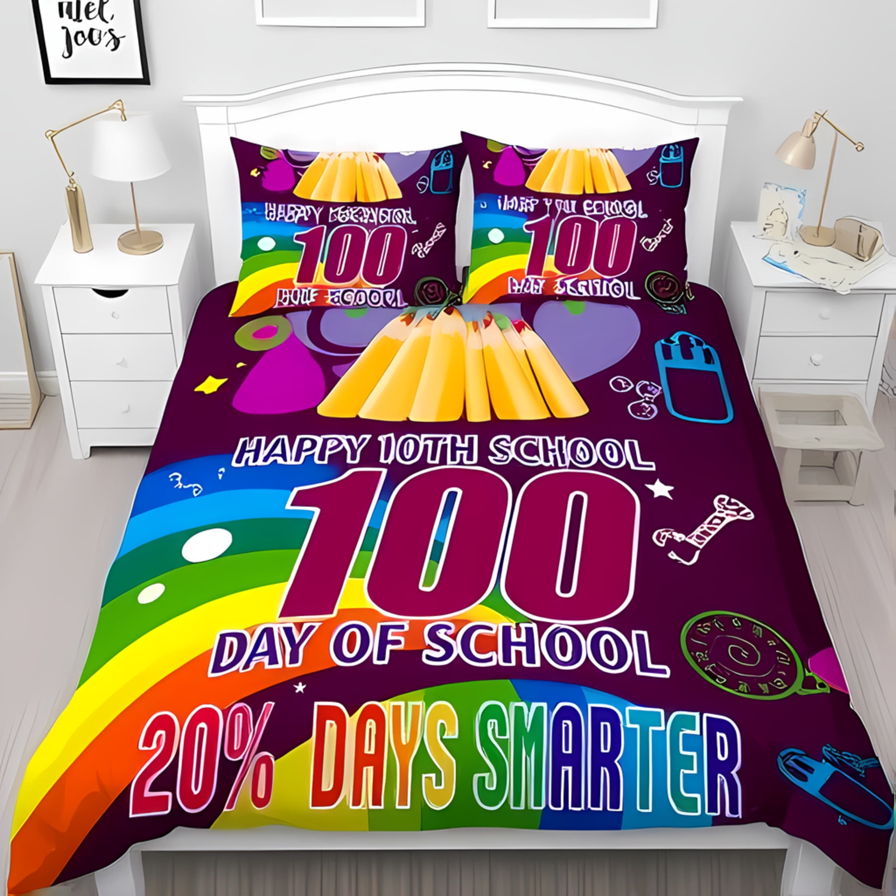 Celebrate Learning with Our 3-Piece 100th Day of School Duvet Cover Set ...