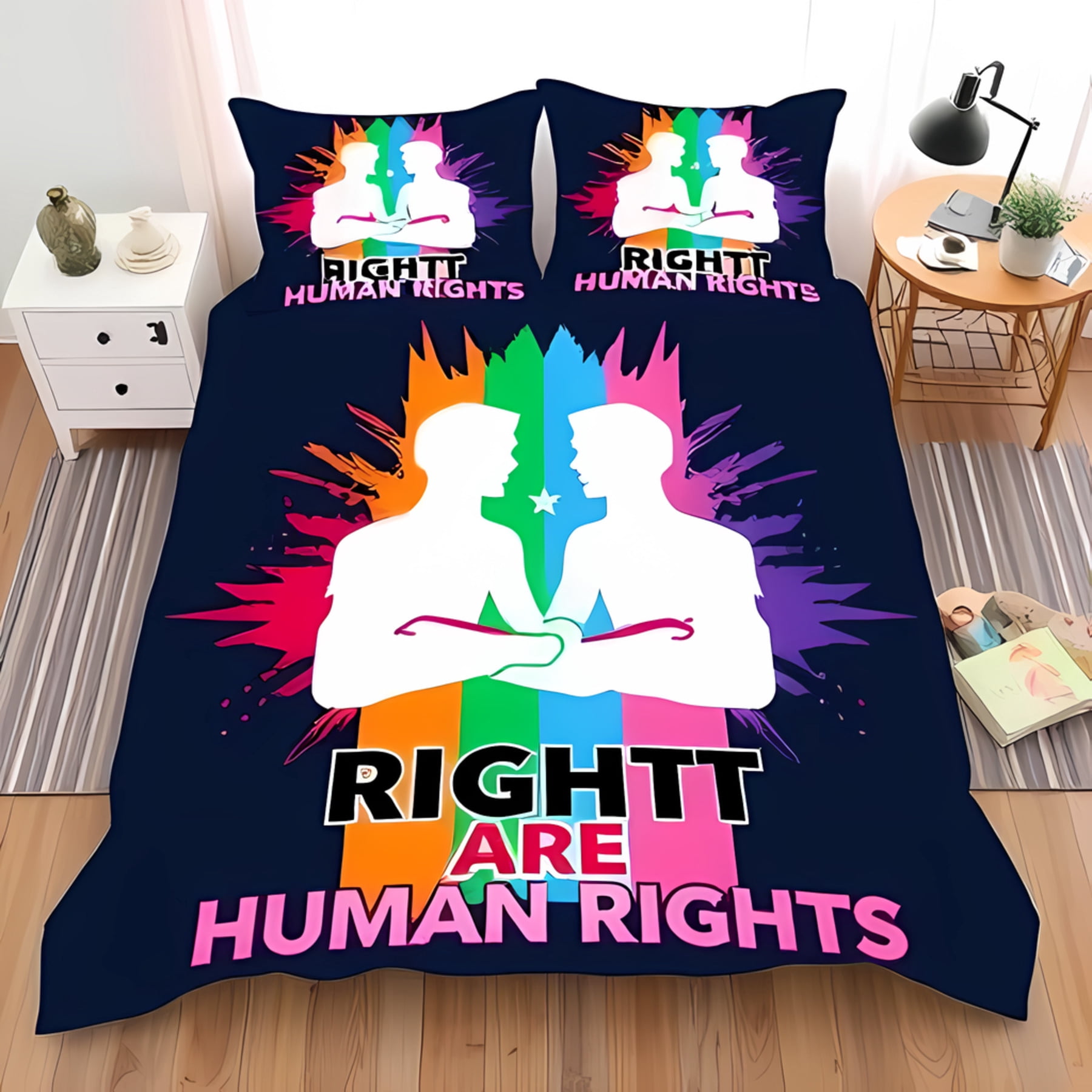 Celebrate Love with Our 3-Piece Navy Blue LGBTQ+ Rights Duvet Cover Set ...