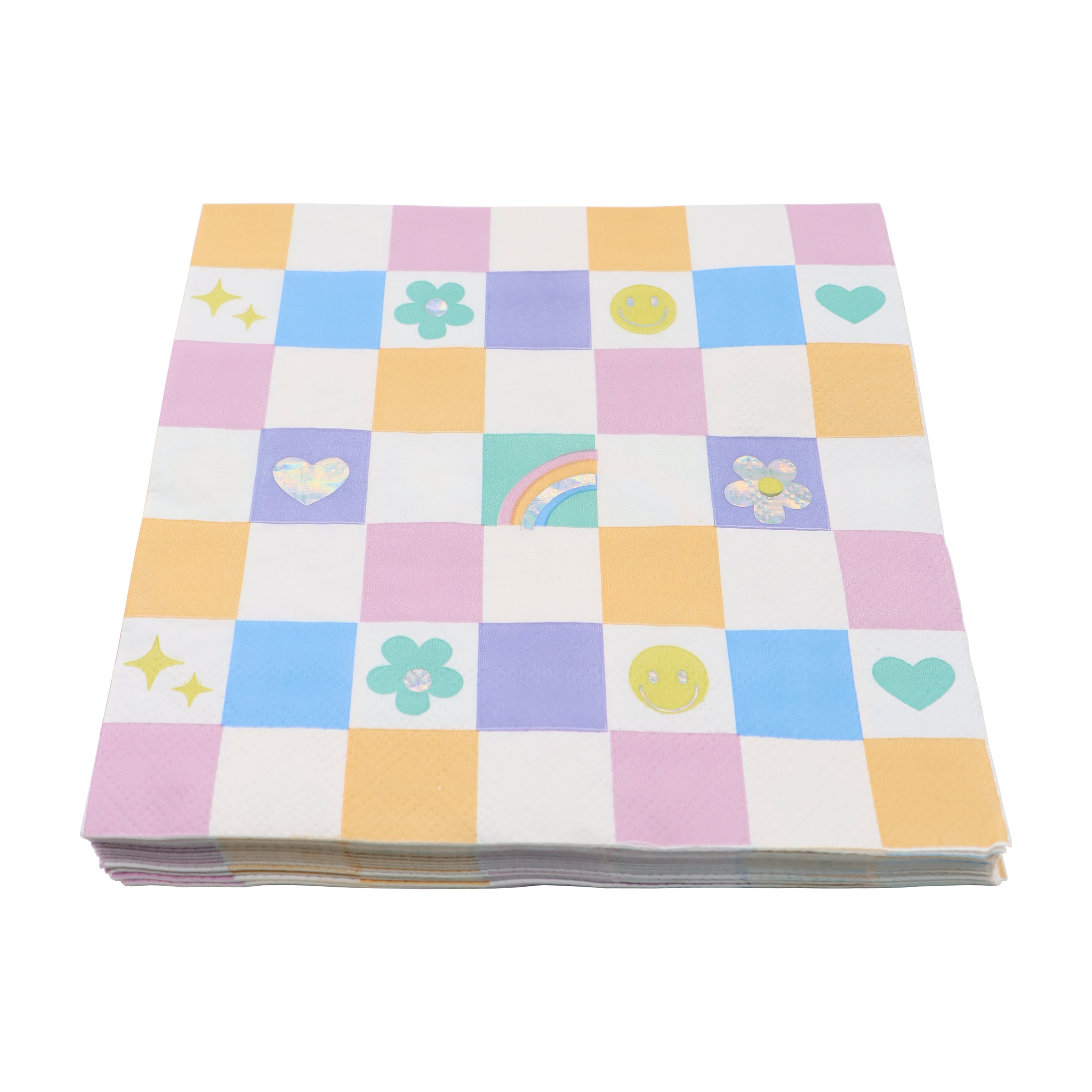 Celebrate It Lunch Napkins – Checkered Paper Napkins with Smiley Faces ...