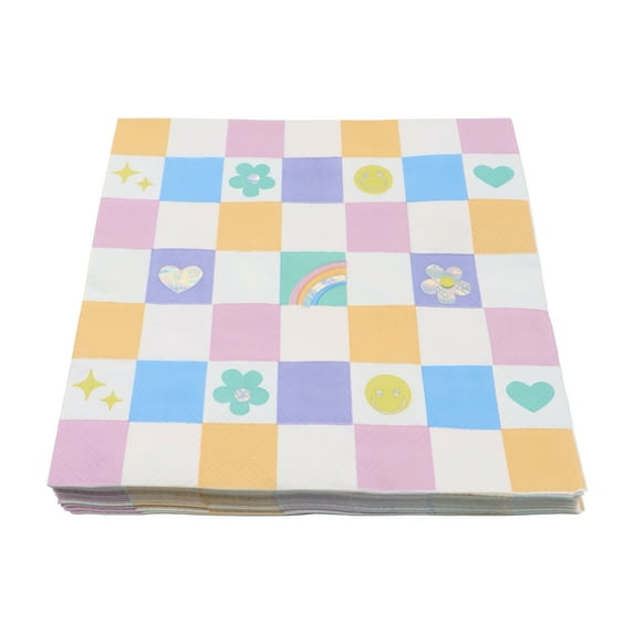 Celebrate It Lunch Napkins – Checkered Paper Napkins with Smiley Faces ...