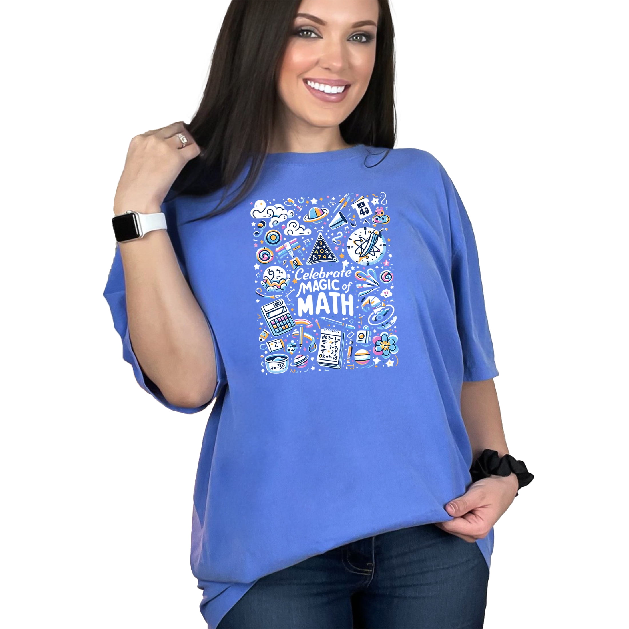 Celebrate Magic of Math, Mathematics Lover or Teacher T-Shirt, Flo Blue ...