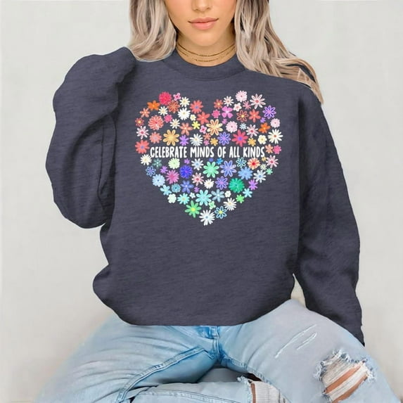 Celebrate Minds of All Kinds Sweatshirt, Floral Autism Awareness ...