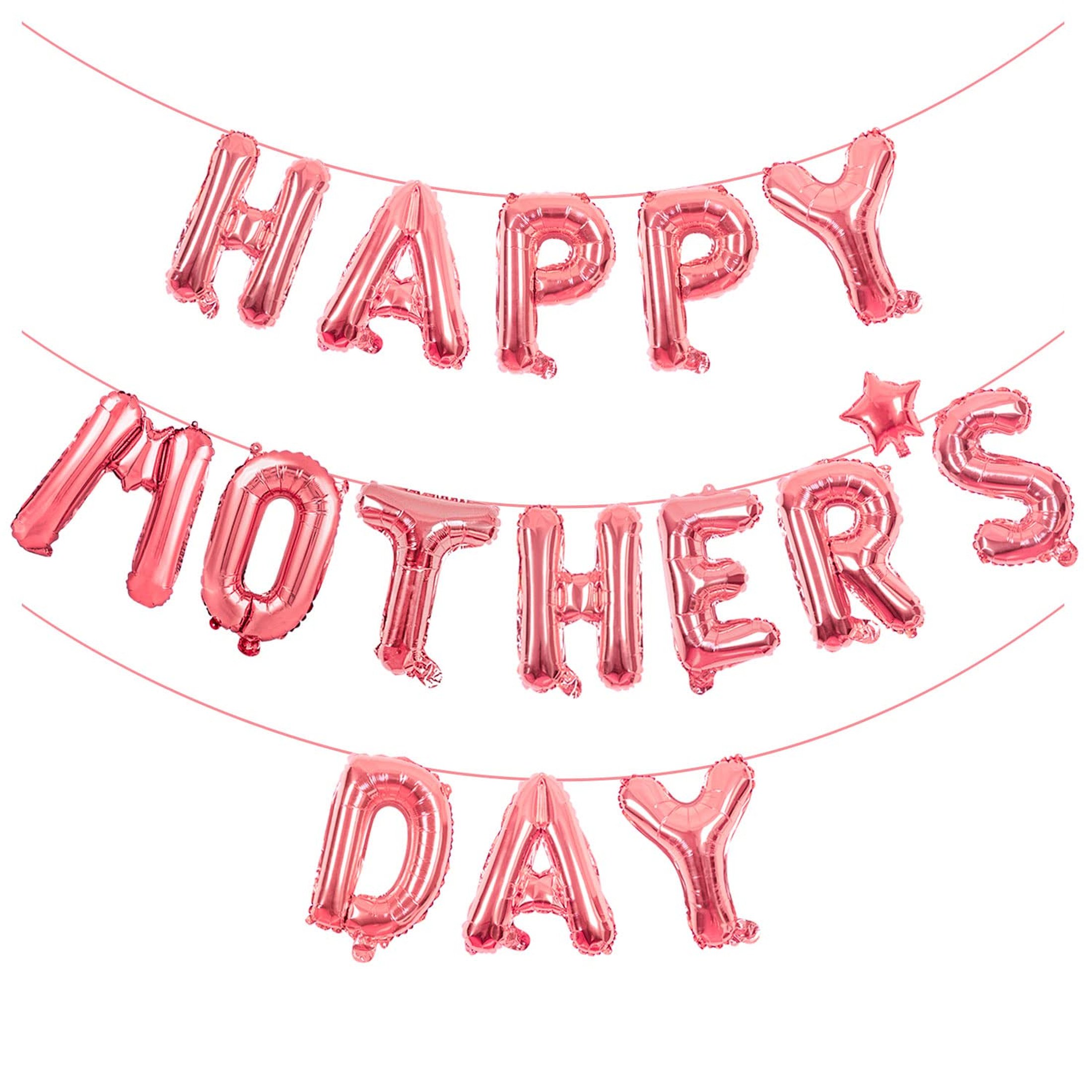 Celebrate Mom with our Rose Gold Glitter Balloons Banner, perfect for ...