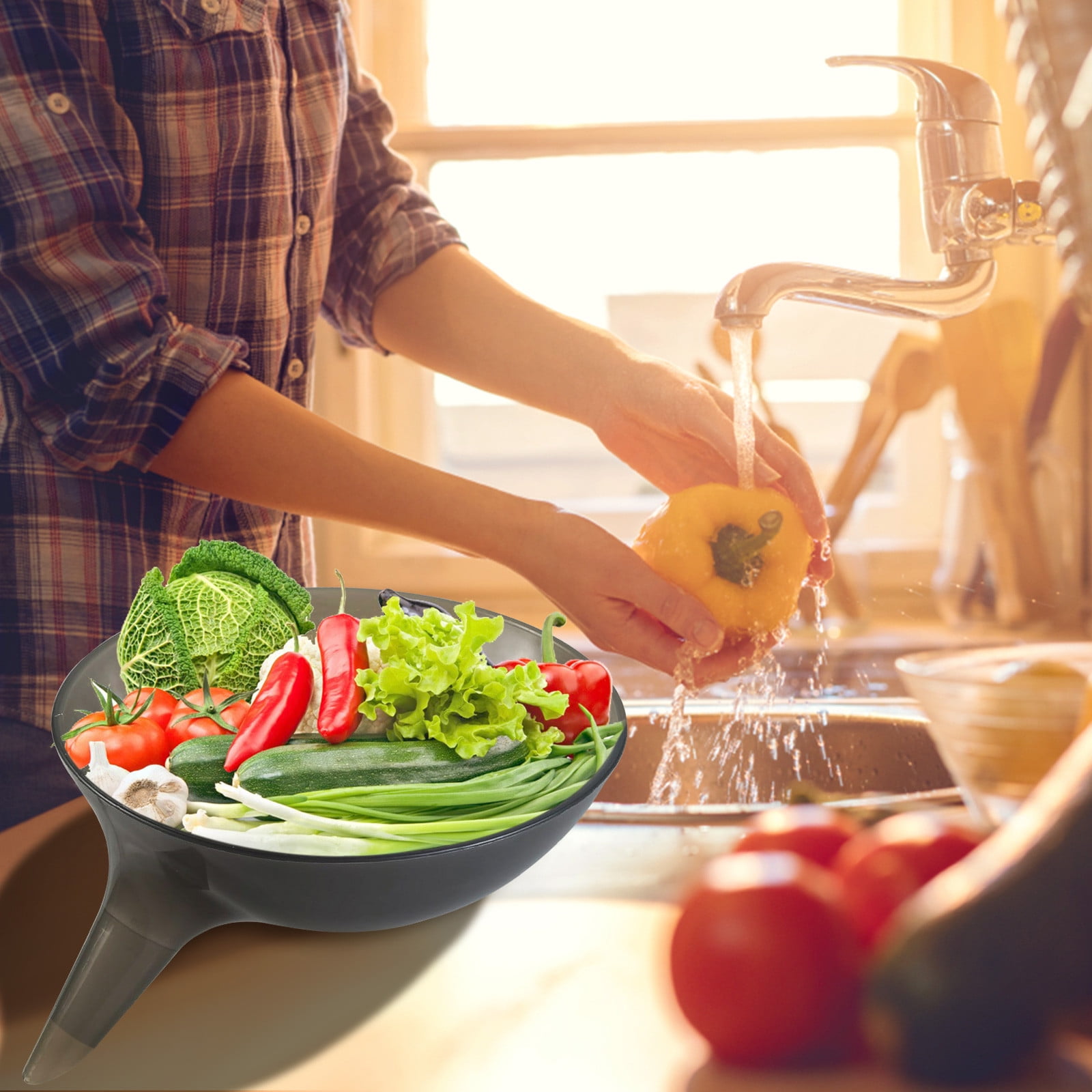 Celebrate Plastic Strainer Basket Draining Bowl With Funnel ...