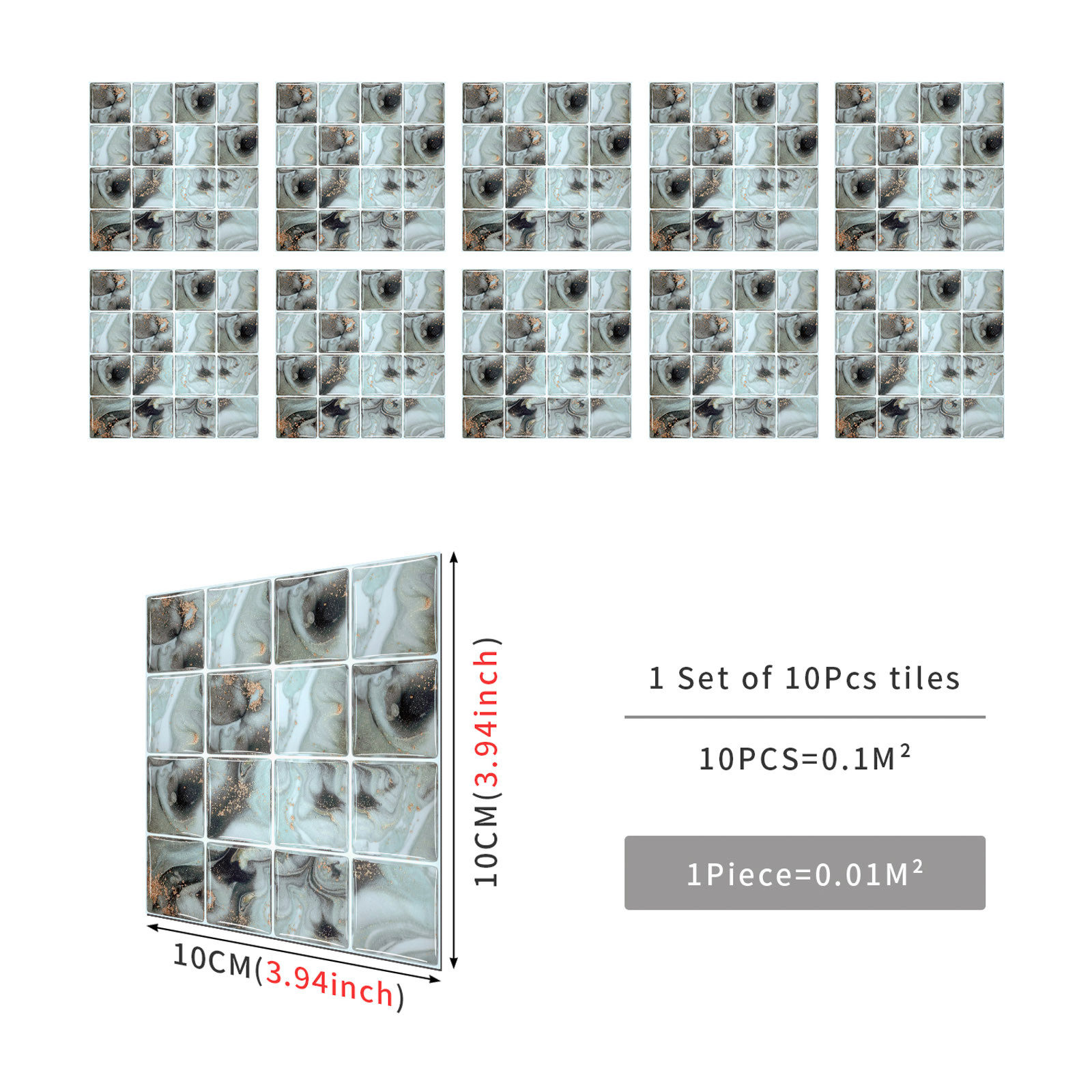 Celebrate Simulation Tile Stickers Self Adhesive Crystal Membrane ...