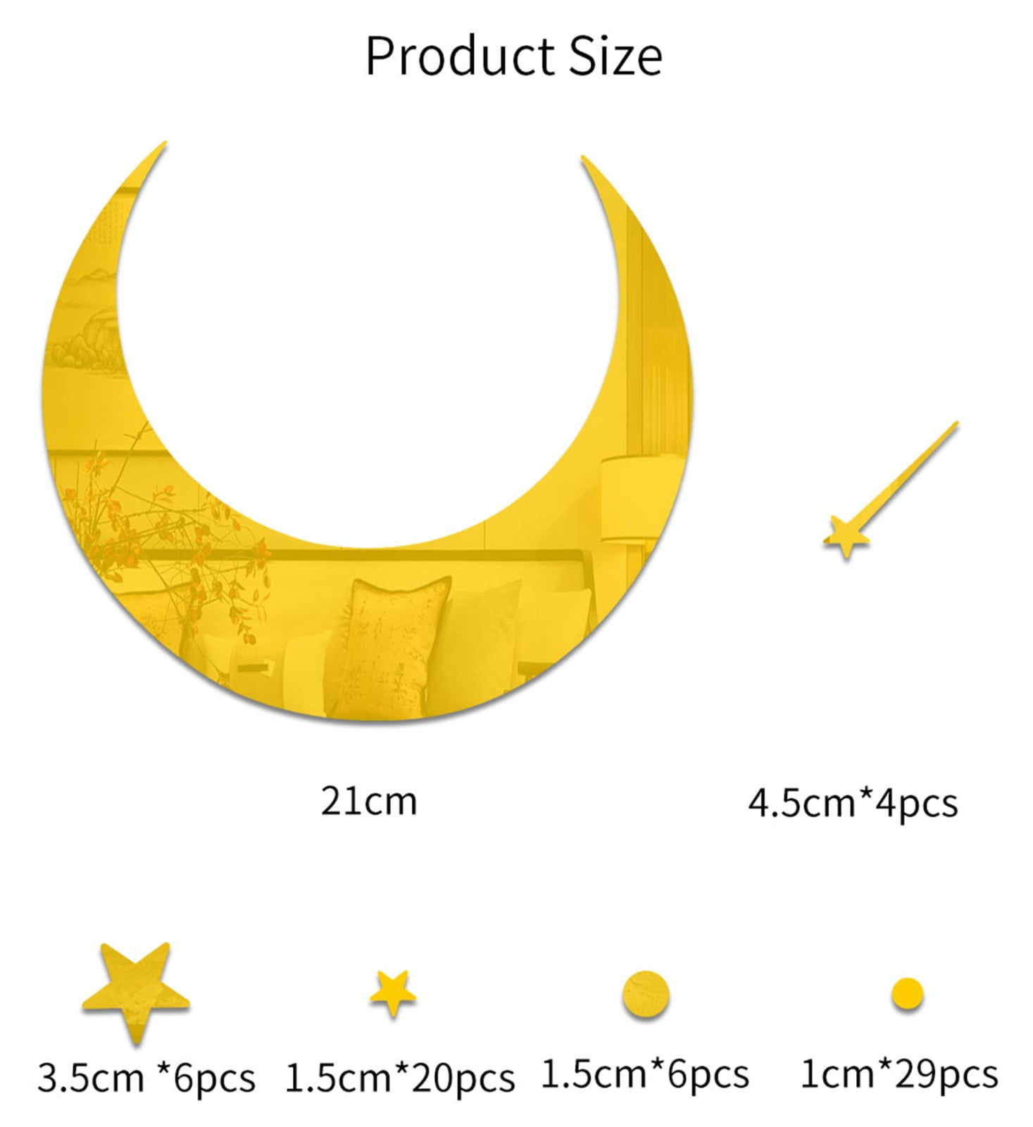 Celebrate Stars And Moon Theme Waterproof Acrylic Mirror Wall Decor ...