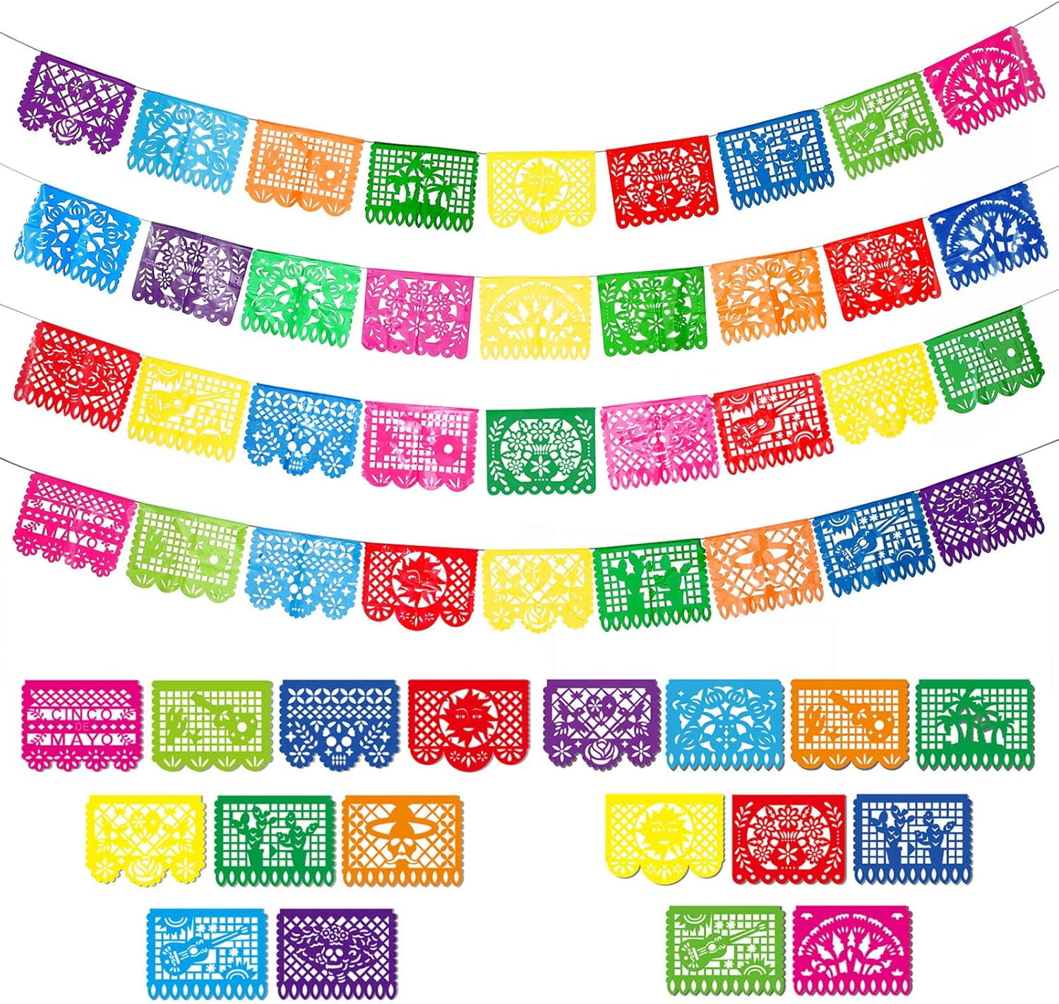 Celebrate In Style With Mexican Party Banner, Plastic Papel Picado Non ...