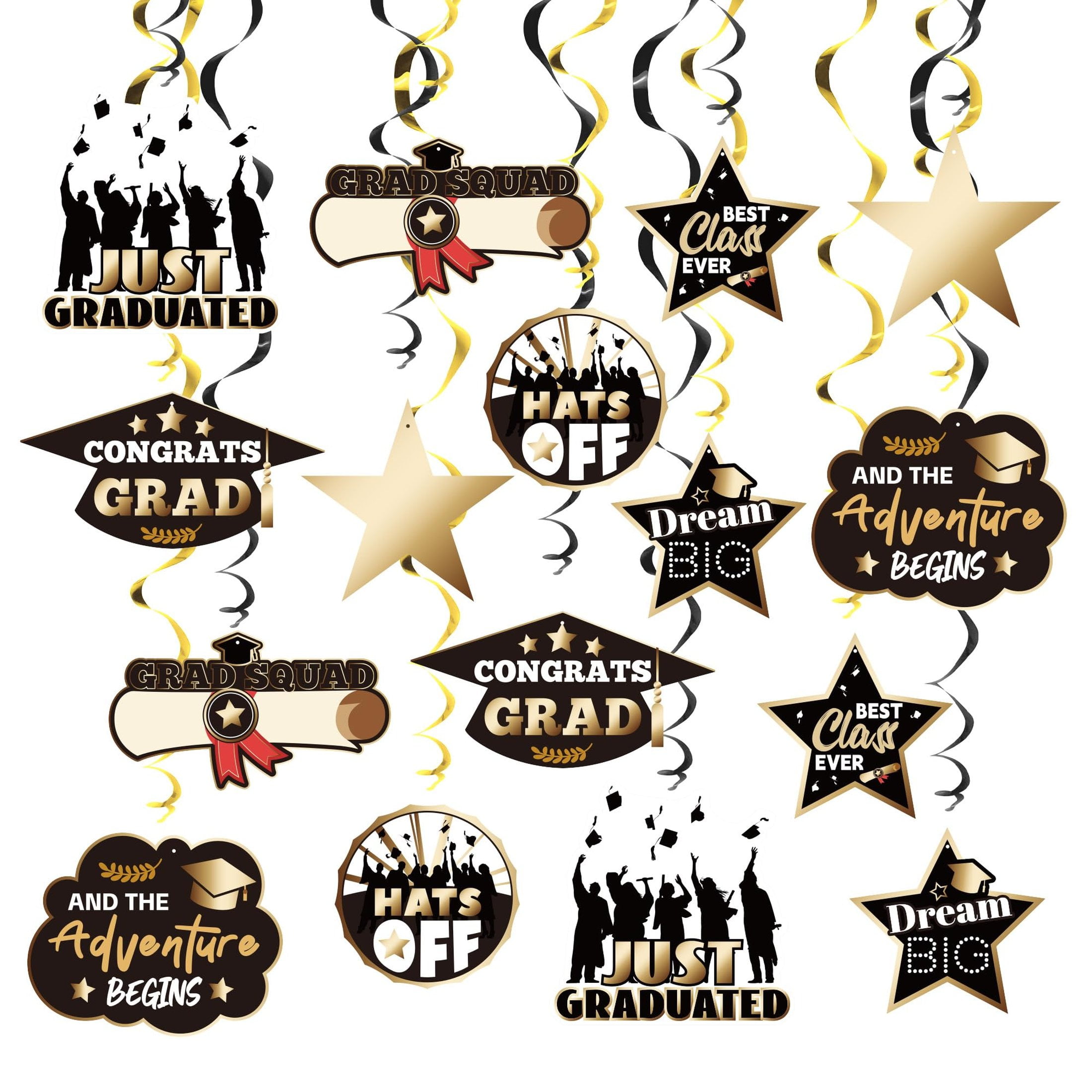 Celebrate Success Hanging Swirls - Vibrant Graduation Party Decorations ...