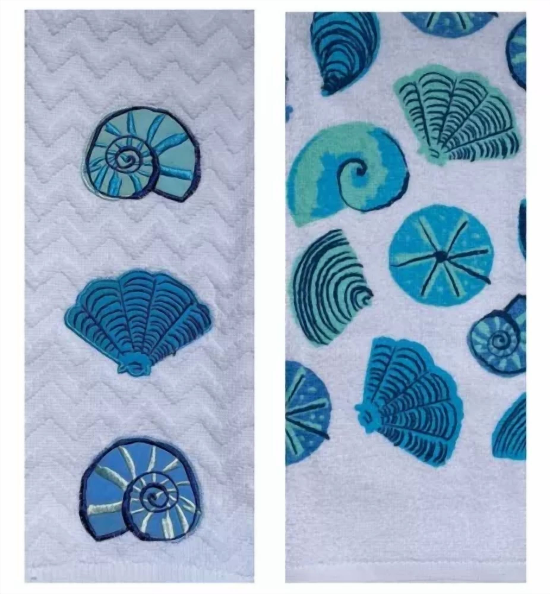 Celebrate Summer Beach Seashell Patch Cotton Kitchen Terry Tea Towels ...