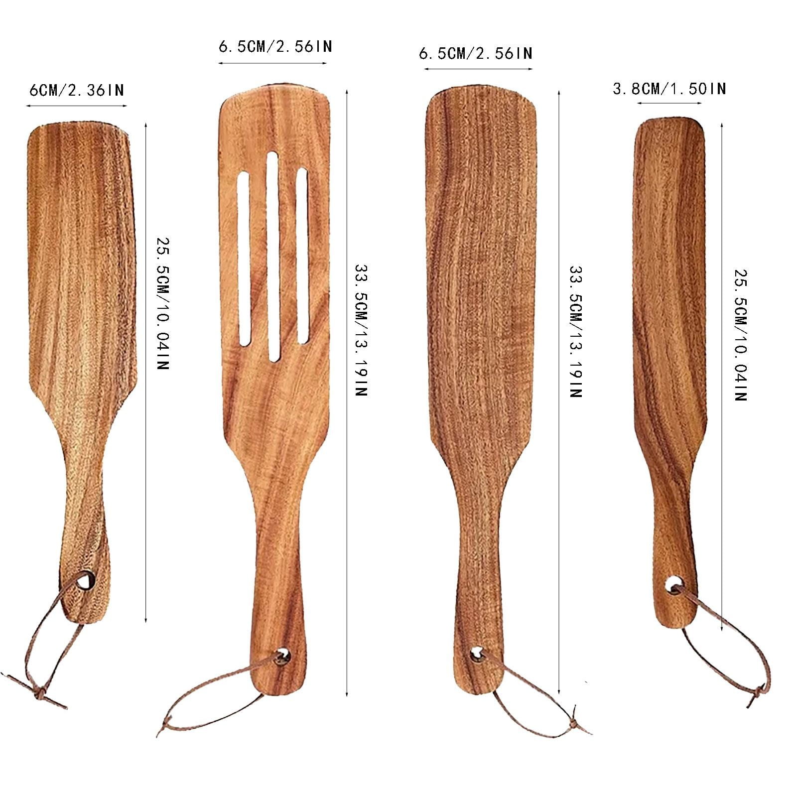 Celebrate Teak Wood Spurtle Set Pack Of 4 Wooden Utensils Four ...