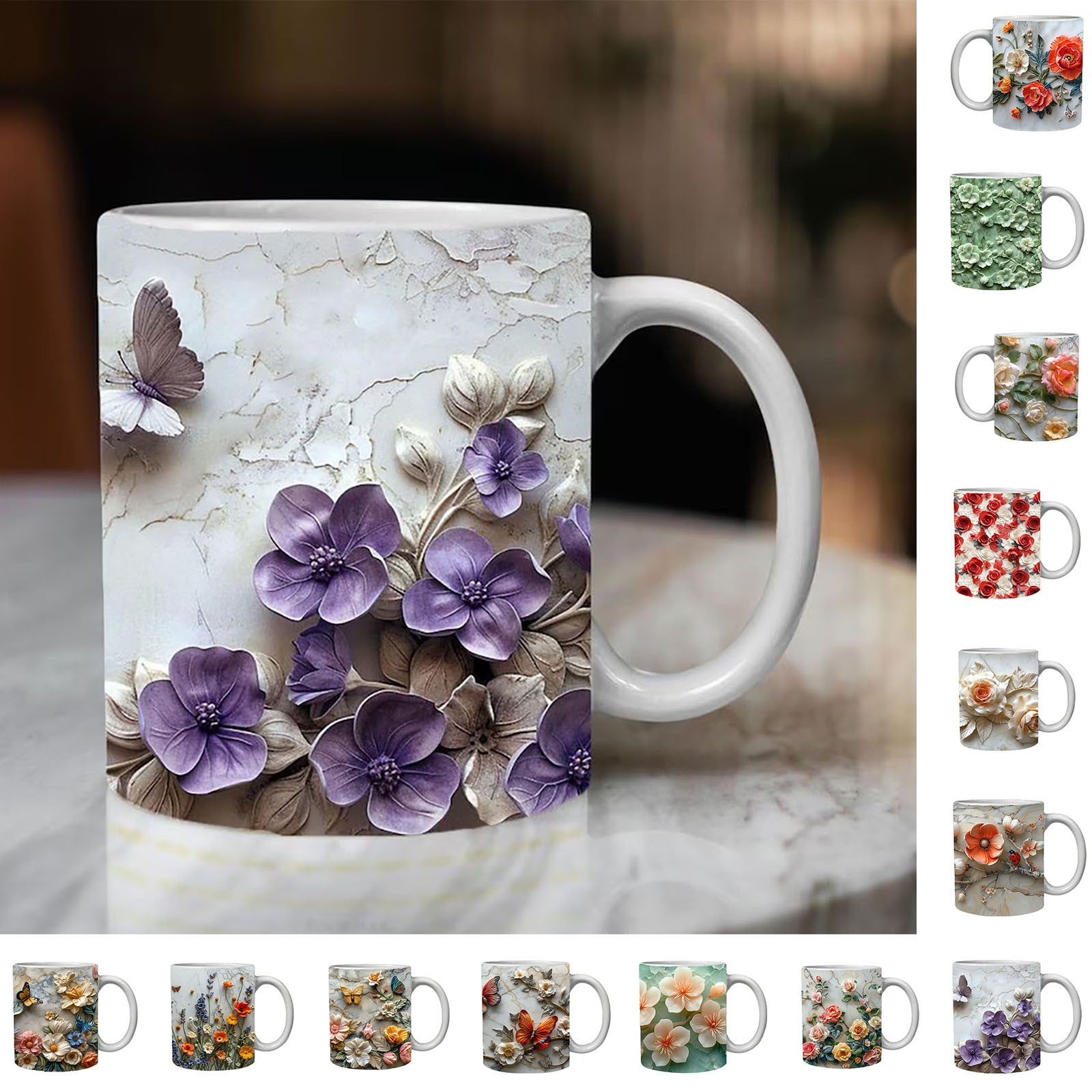 Celebrate Tumbler With Lid And Flower Coffee Mug Double Wall Vacuum ...