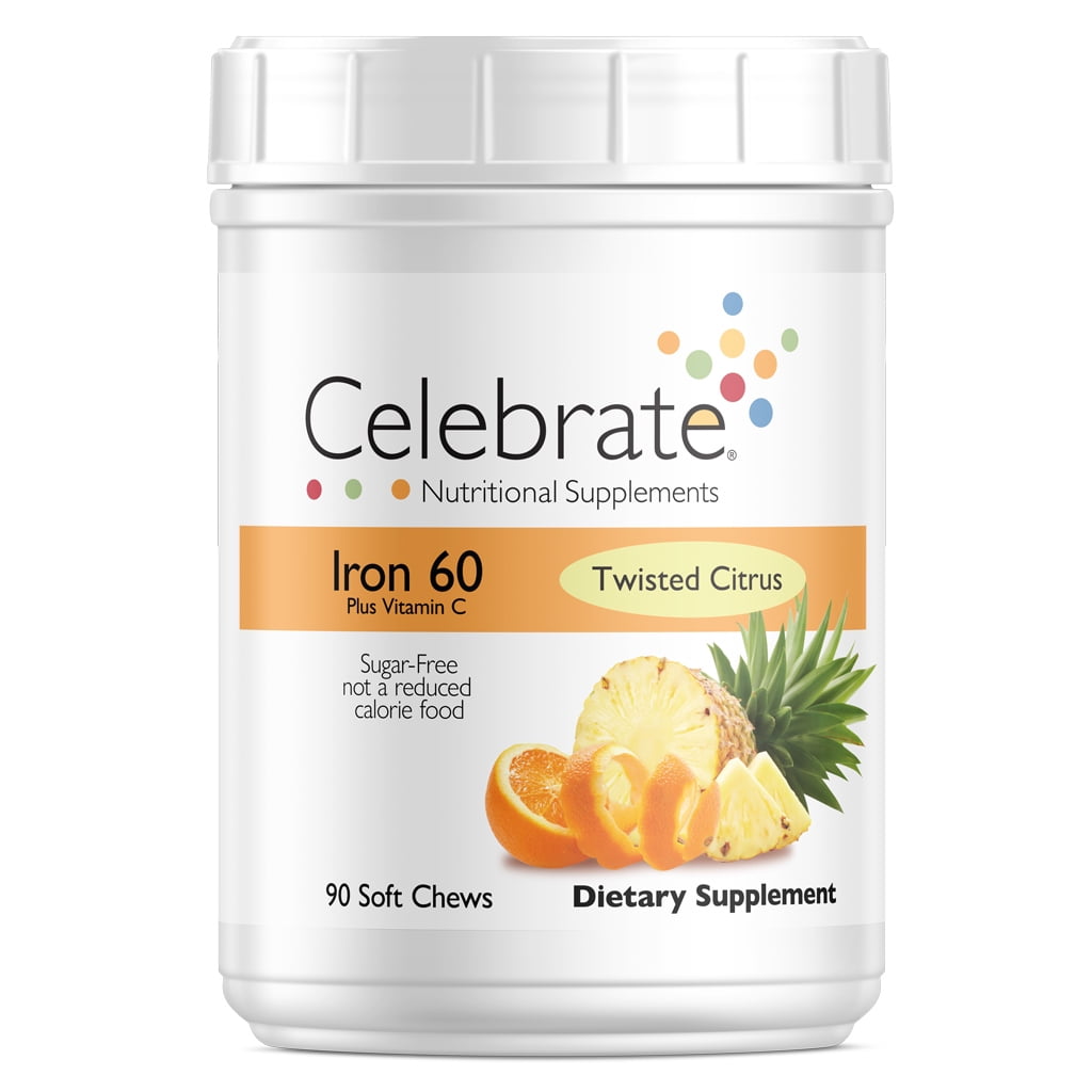 Celebrate Vitamins 60 mg Iron + Vitamin C Soft Chews - Twisted Citrus ...