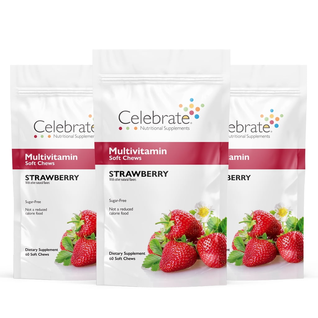 Celebrate Vitamins Bariatric Multivitamin Soft Chews, Strawberry, 180 ...