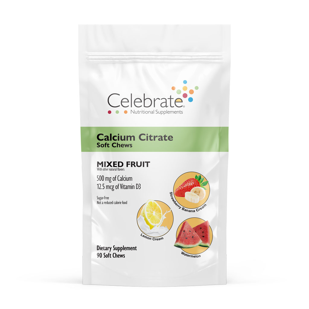 Celebrate Vitamins Calcium Chews, 500mg, VitD3, Sugar-Free, Mixed Fruit ...