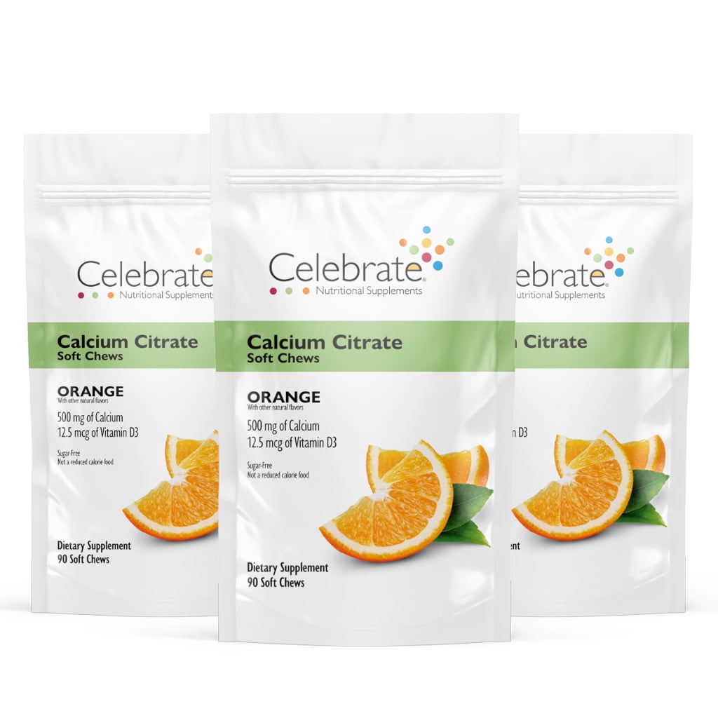Celebrate Vitamins Calcium Chews, 500 mg Calcium Citrate with Vitamin D ...