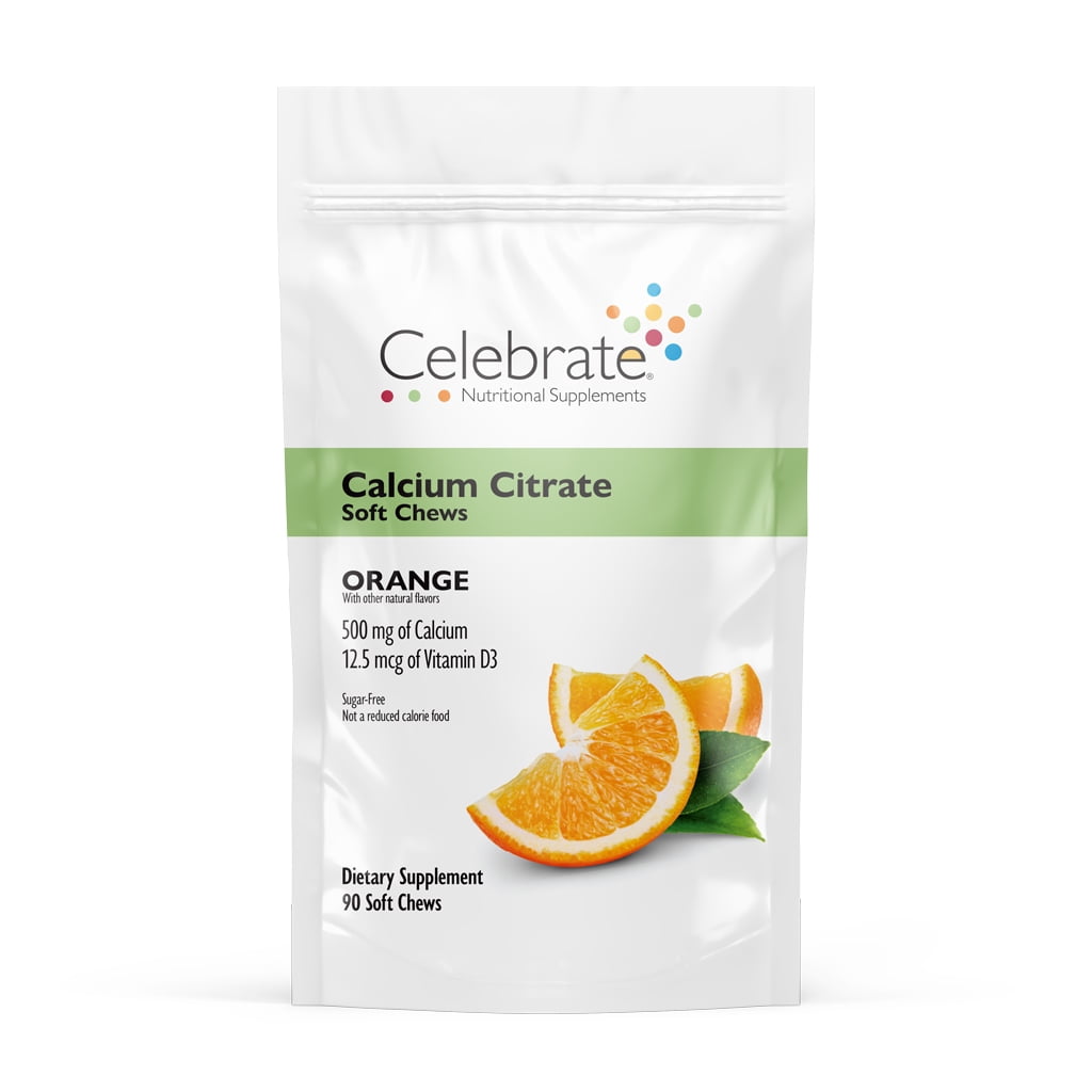 Celebrate Vitamins Calcium Chews, 500mg Citrate with D3, Sugar-Free ...