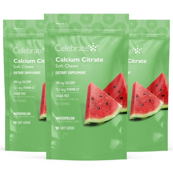 Celebrate Vitamins Calcium Chews, 500 mg Calcium Citrate with Vitamin D ...