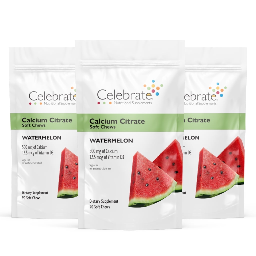 Celebrate Vitamins Calcium Chews, 500 mg Calcium Citrate with Vitamin D ...