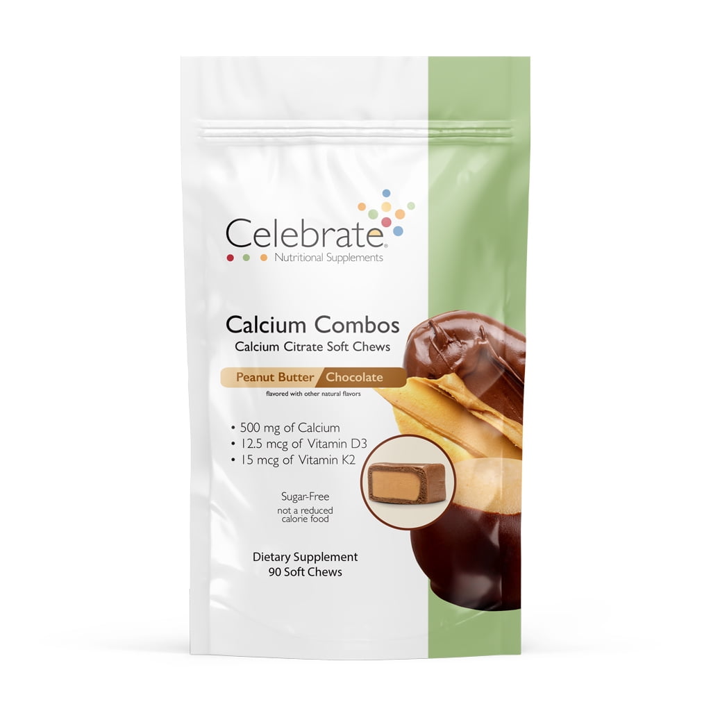 Celebrate Vitamins Calcium Soft Chew Combos, 500 mg Calcium Citrate ...