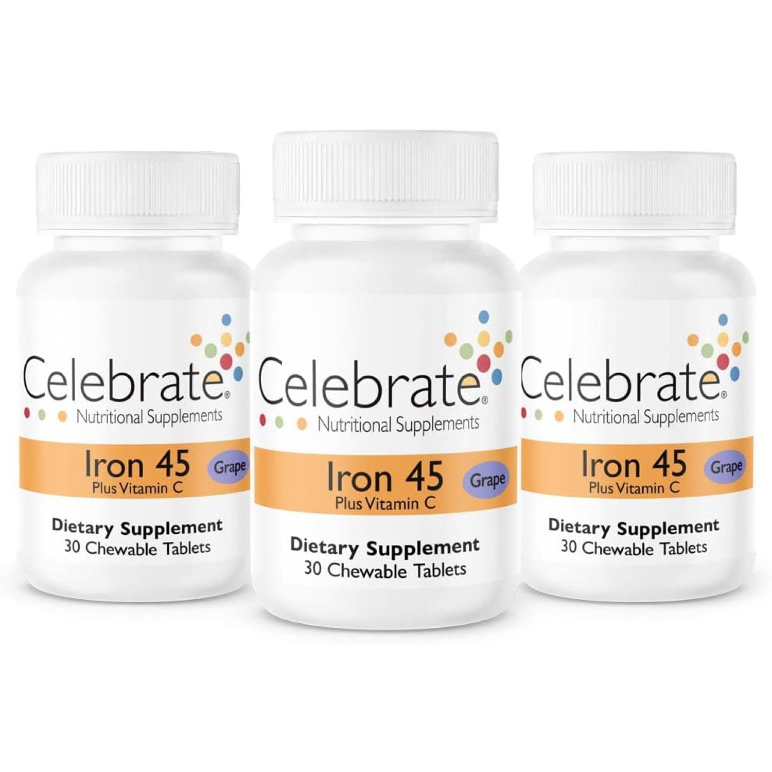 Celebrate Vitamins Iron Supplement with Vitamin C - 45mg Iron, 60mg ...