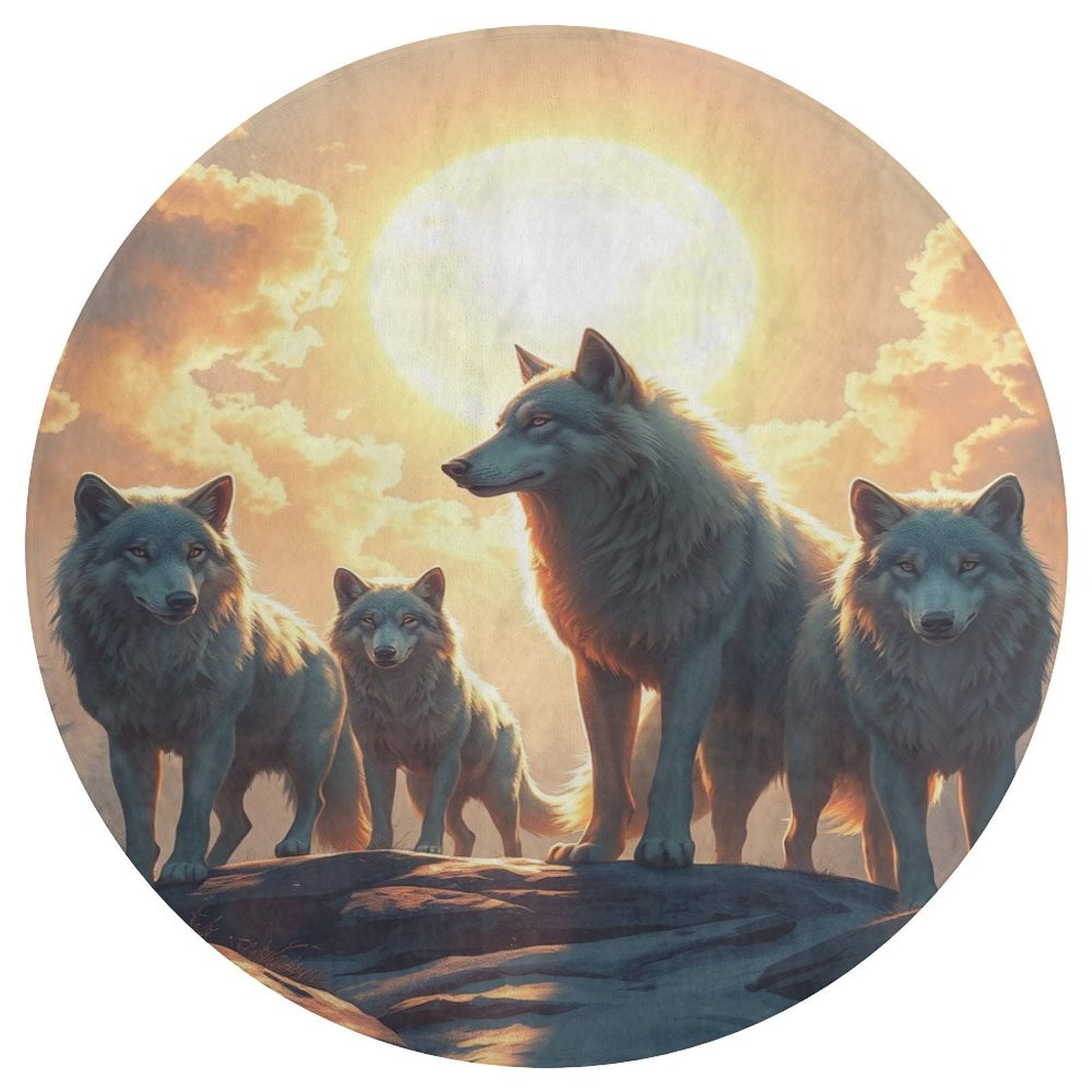 Celebrate with Wolves Round Area Rug Floor Carpets Washable Indoor ...