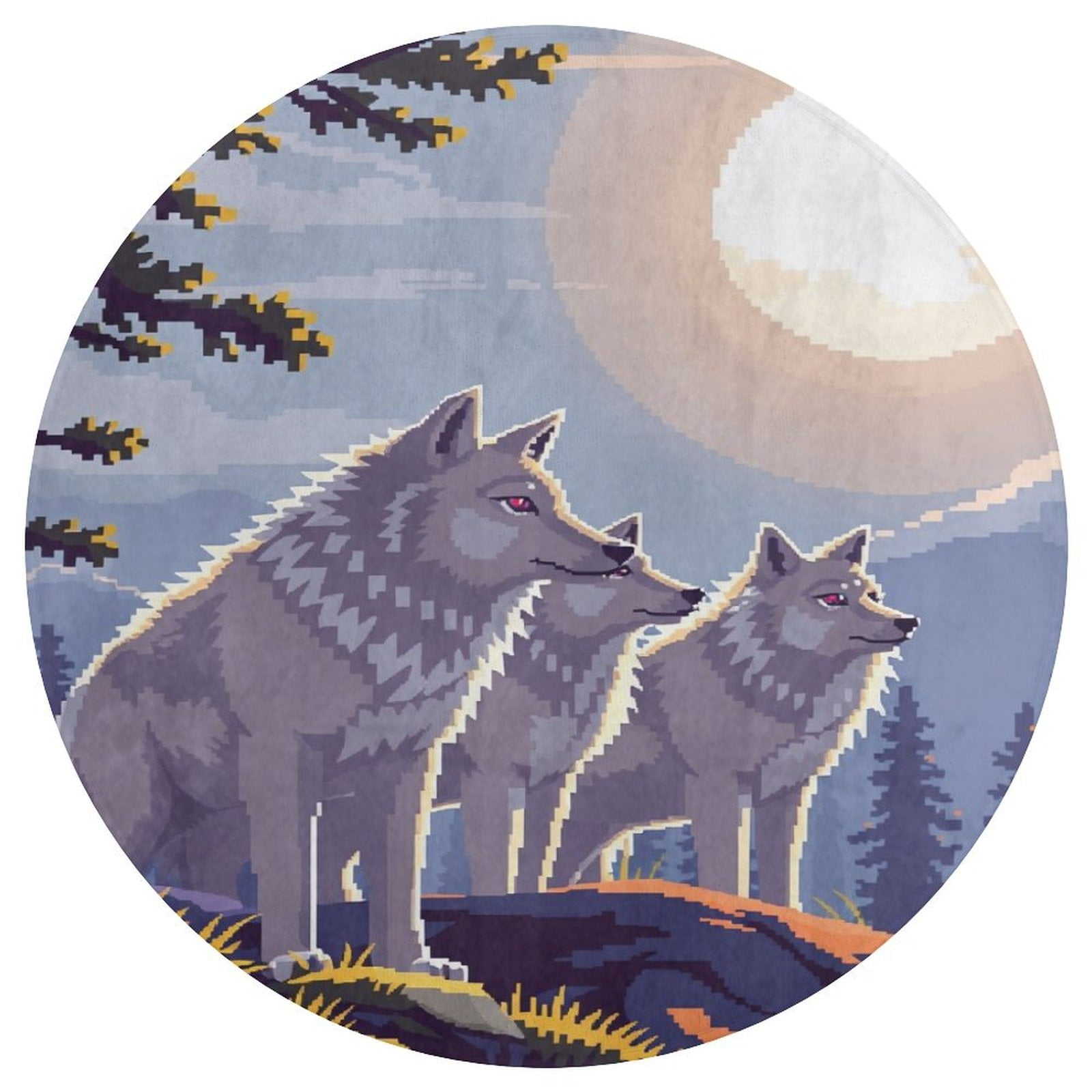 Celebrate with Wolves Round Area Rug Floor Carpets Washable Indoor ...