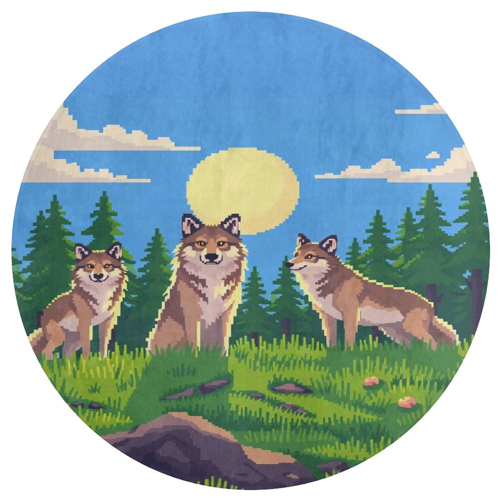 Celebrate with Wolves Round Area Rug Soft Sofa Nursery Carpet Floor Mat ...